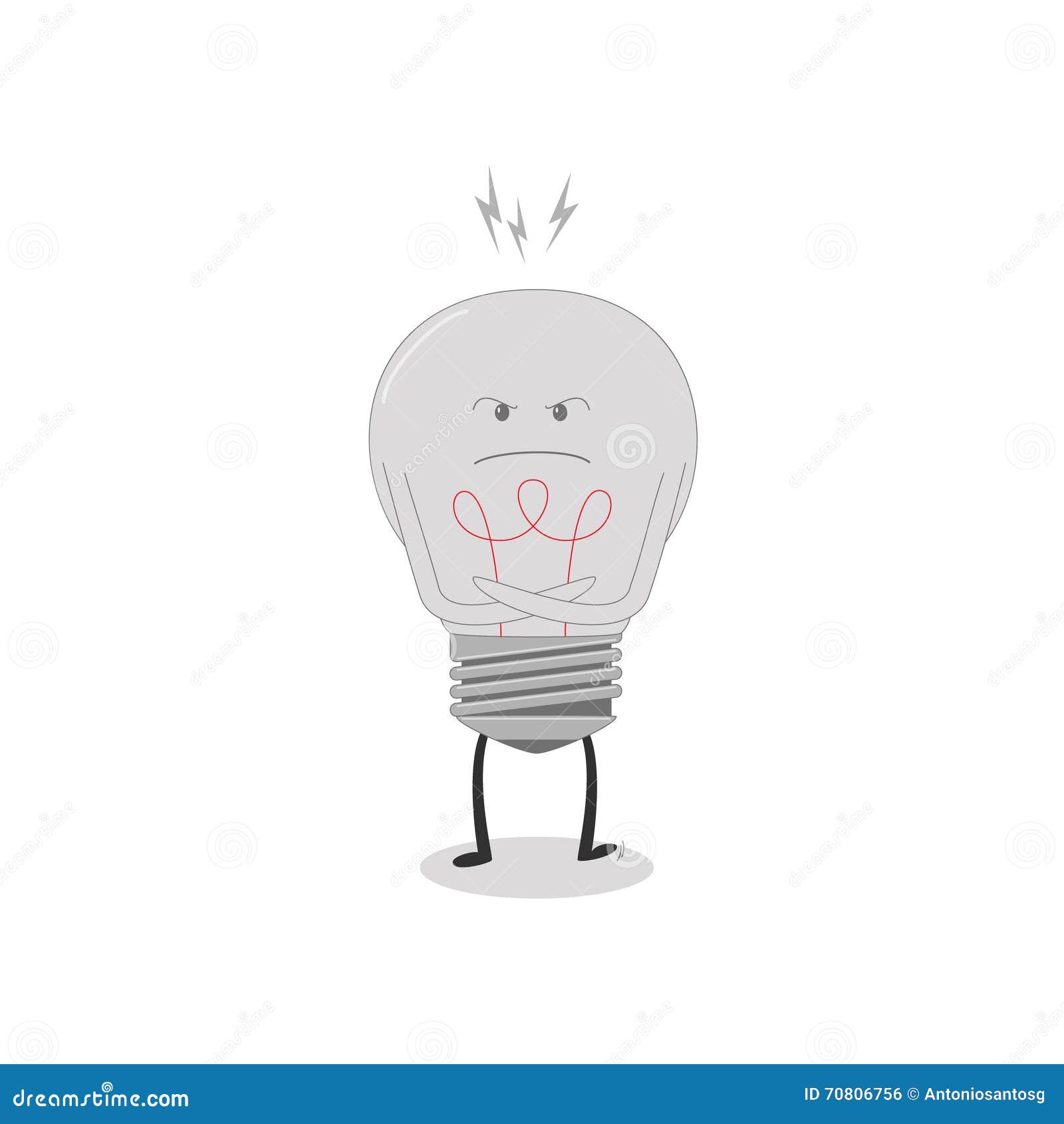 Angry Bulb Light Idea on White Background. Vector Illustration. Stock ...