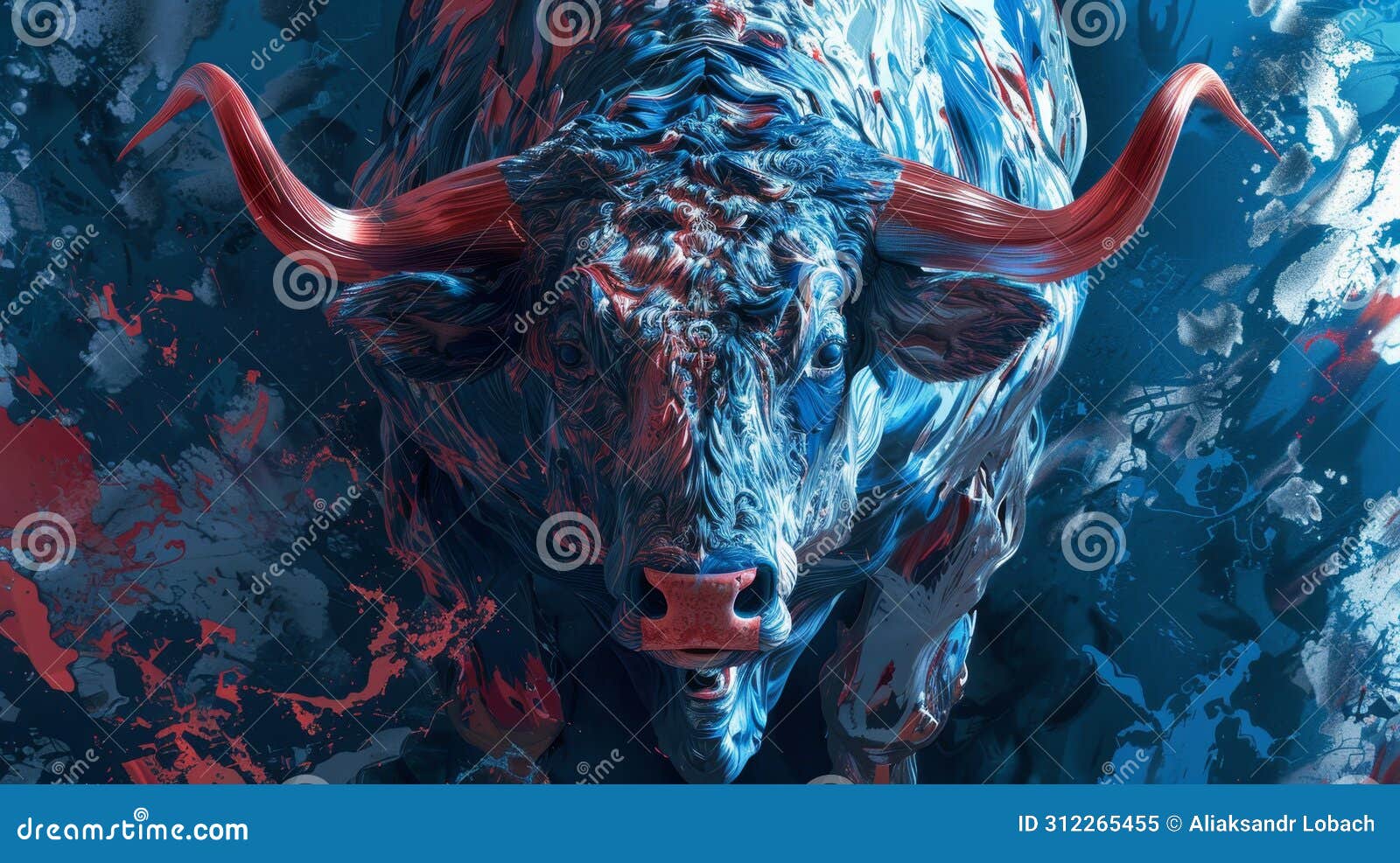 An Angry Bull on an Abstract Colorful Background. Illustration Stock ...