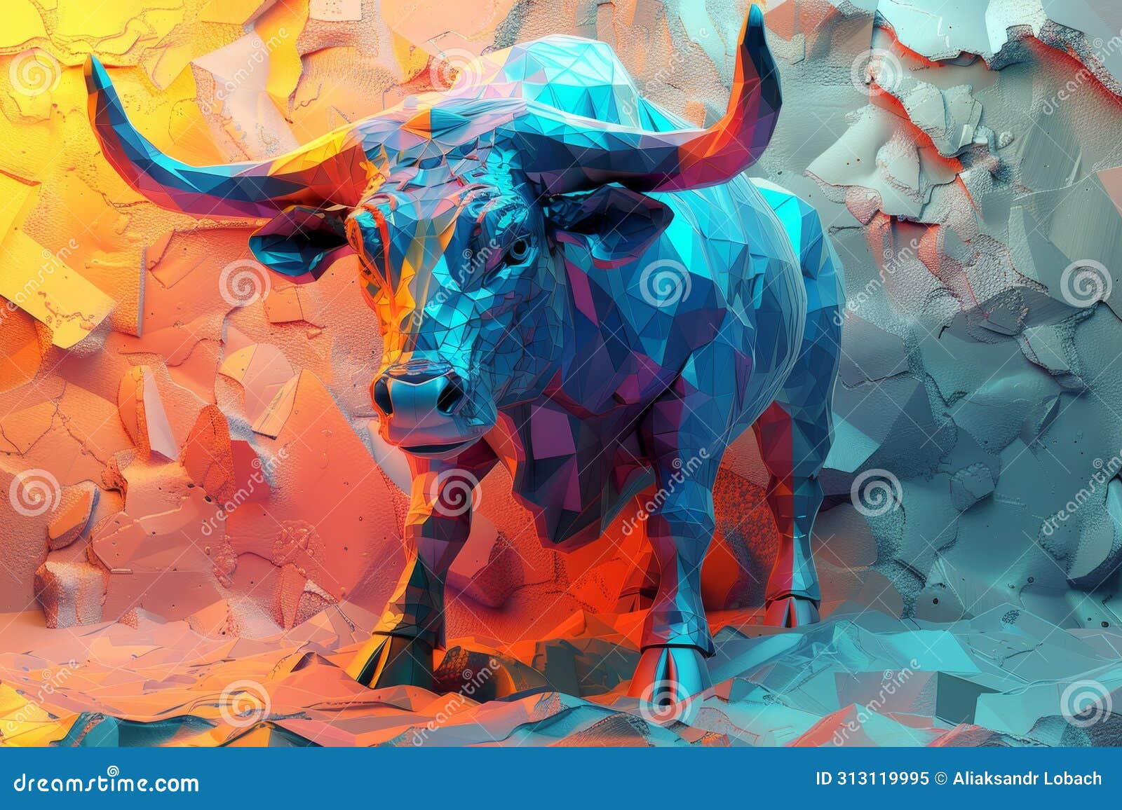 An Angry Bull on an Abstract Colorful Background. Illustration Stock ...