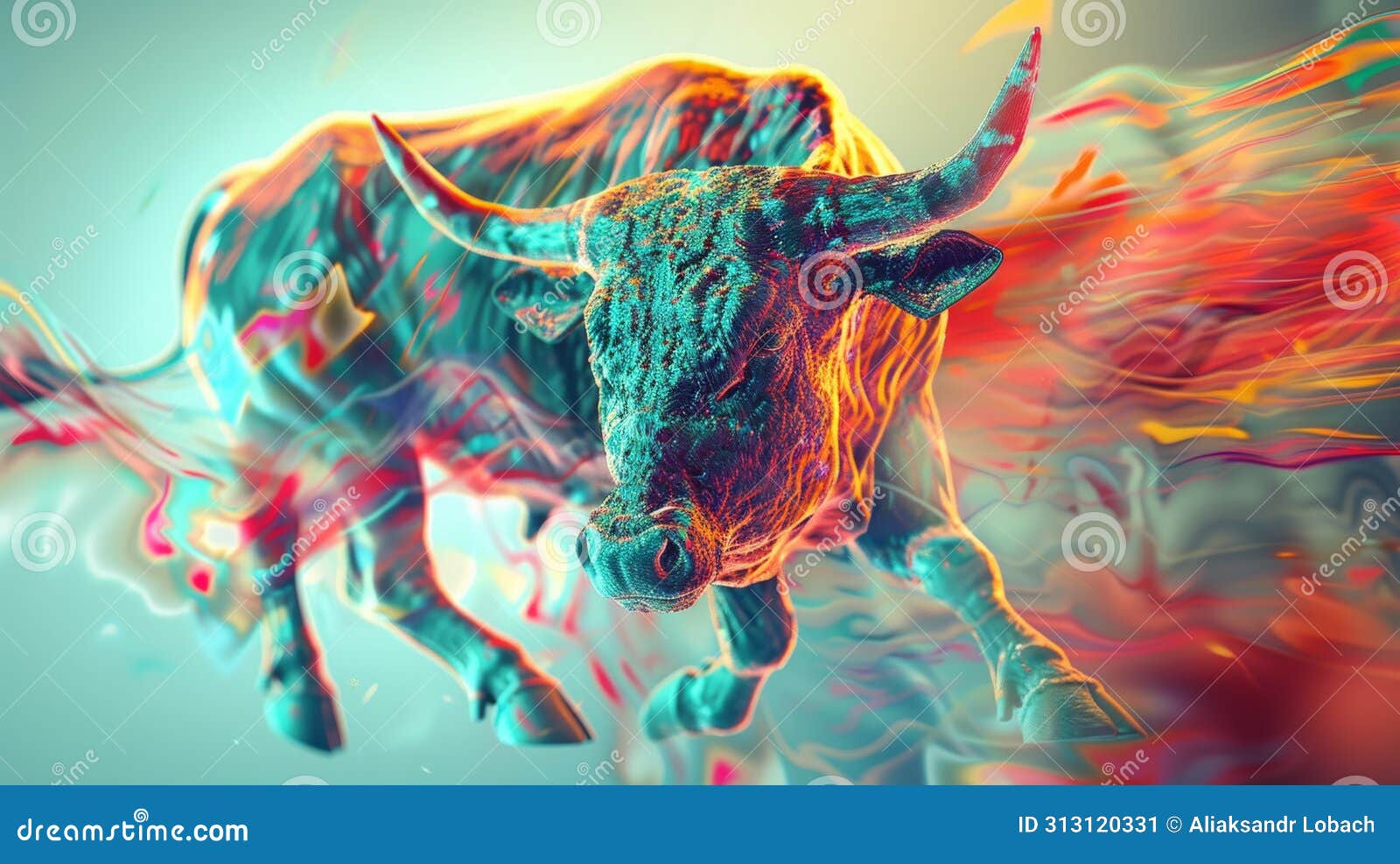 An Angry Bull on an Abstract Colorful Background. Illustration Stock ...