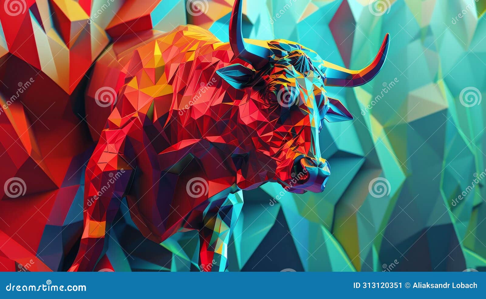 An Angry Bull on an Abstract Colorful Background. Illustration Stock ...