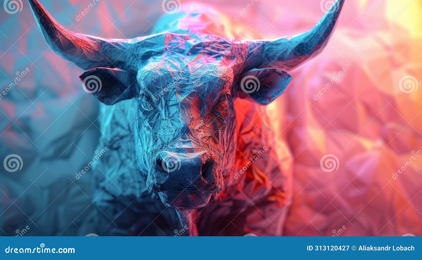 An Angry Bull on an Abstract Colorful Background. Illustration Stock ...