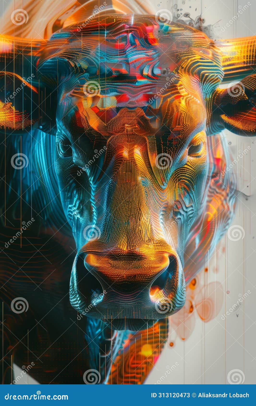 An Angry Bull on an Abstract Colorful Background. Illustration Stock ...