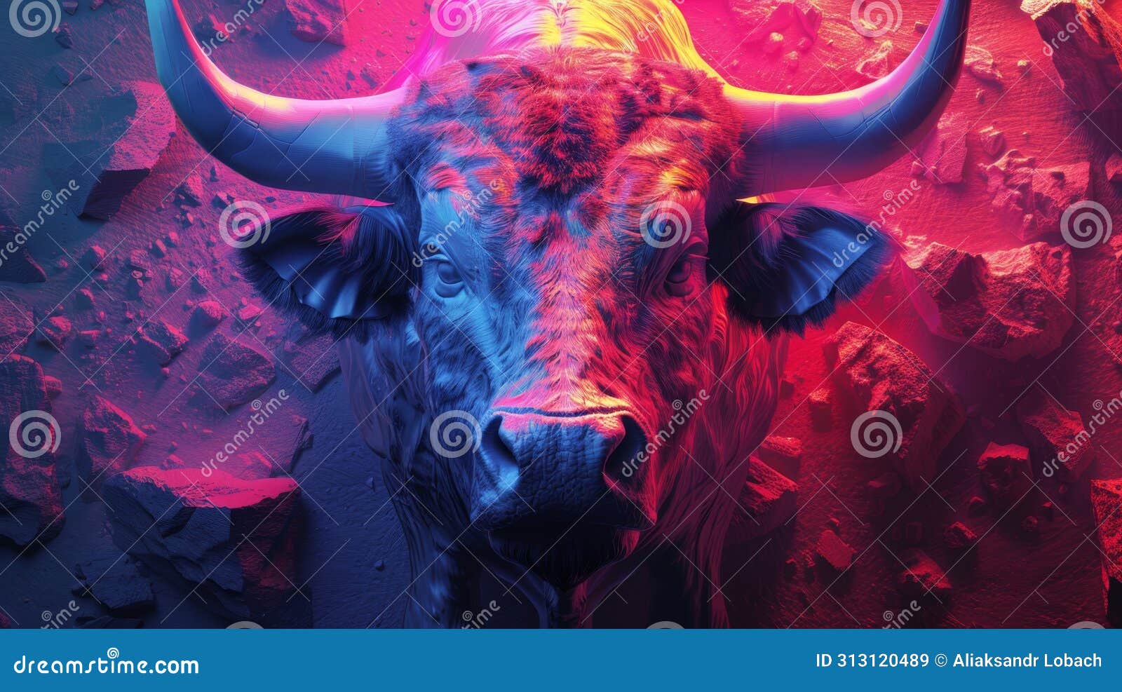 An Angry Bull on an Abstract Colorful Background. Illustration Stock ...