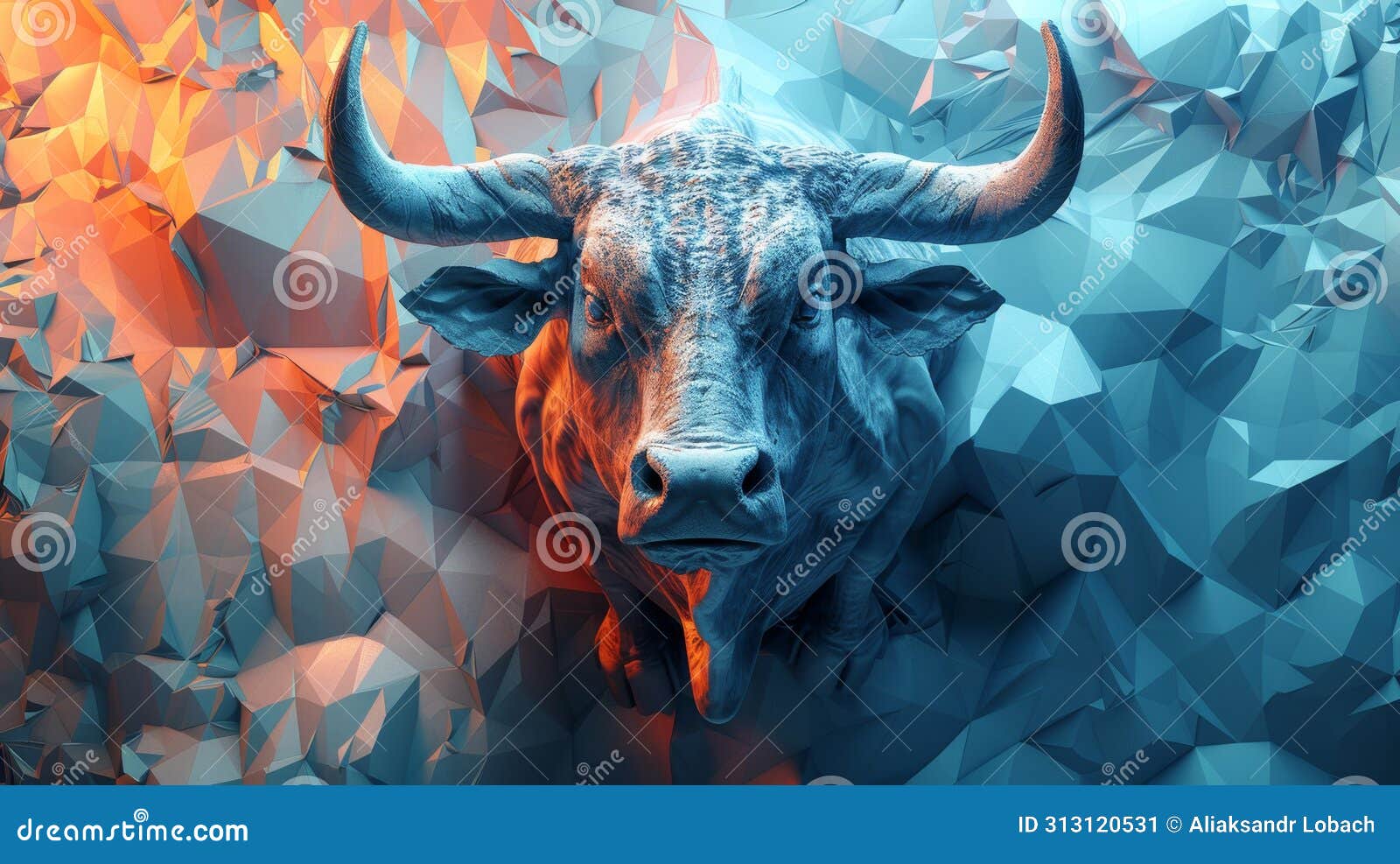 An Angry Bull on an Abstract Colorful Background. Illustration Stock ...