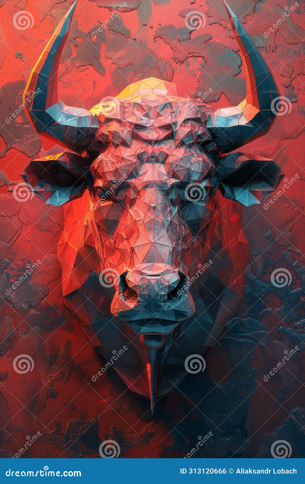 An Angry Bull on an Abstract Colorful Background. Illustration Stock ...