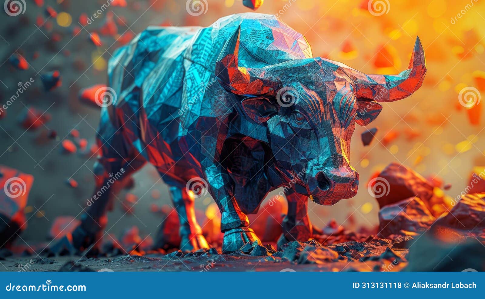 An Angry Bull on an Abstract Colorful Background. Illustration Stock ...