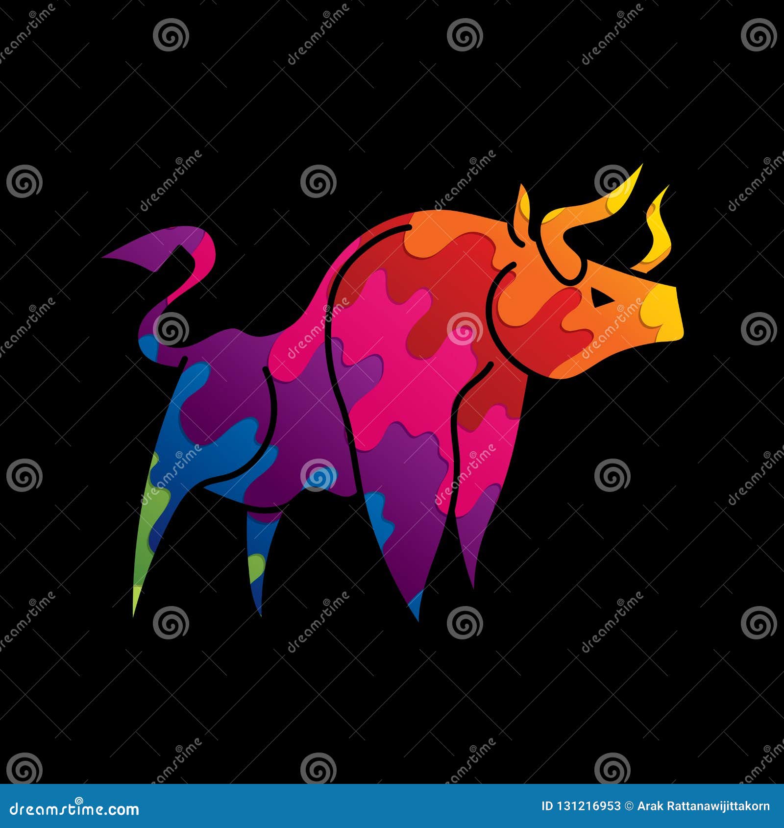 Angry Bull graphic vector stock vector. Illustration of charger - 131216953