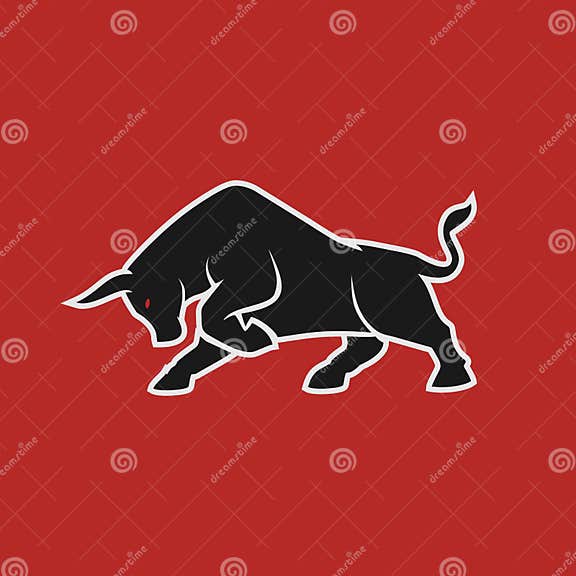 Angry Bull Design Vector on Red Background Stock Vector - Illustration ...