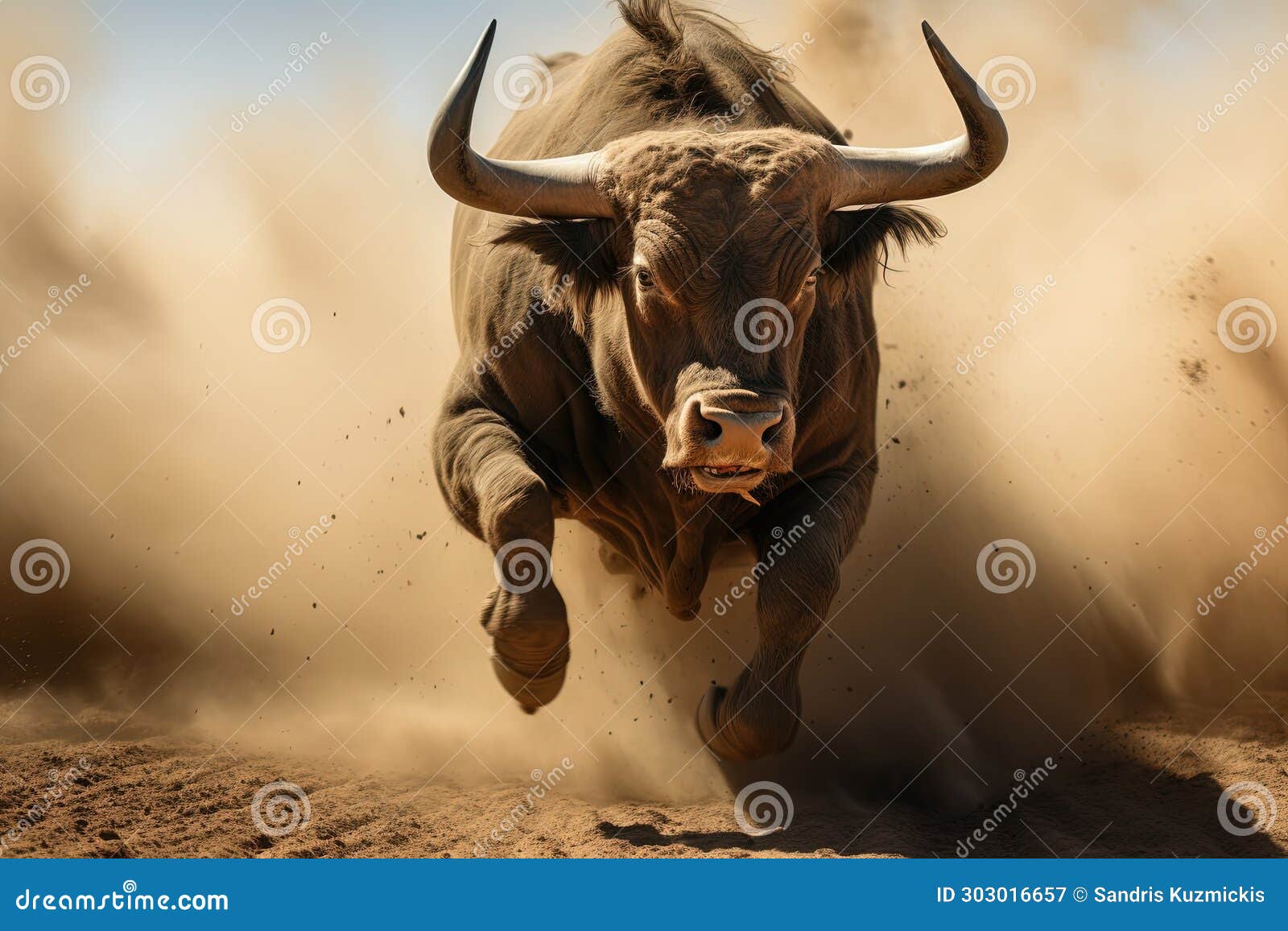 Angry Bull with Dust Running. Generative AI Stock Illustration ...