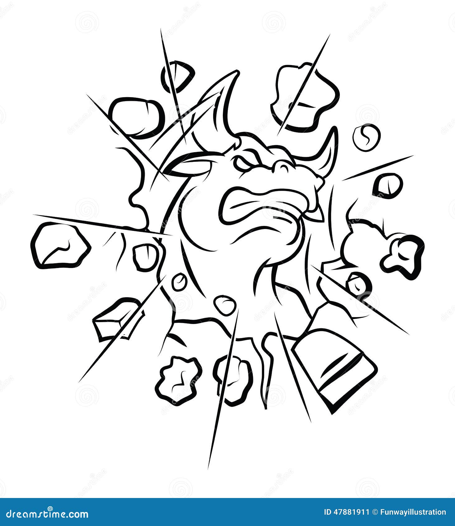 Angry bull stock vector. Illustration of horns, isolated - 47881911