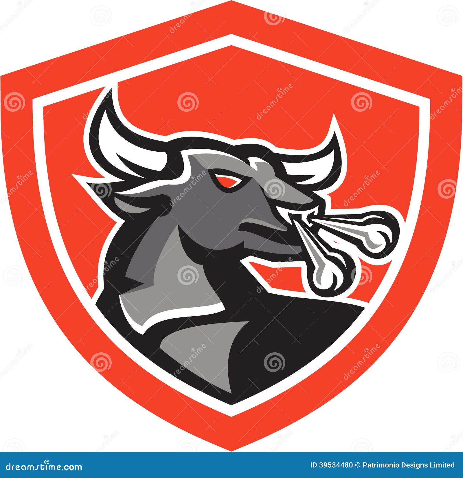 Angry Bull Head Shield Retro Stock Illustration - Illustration of ...
