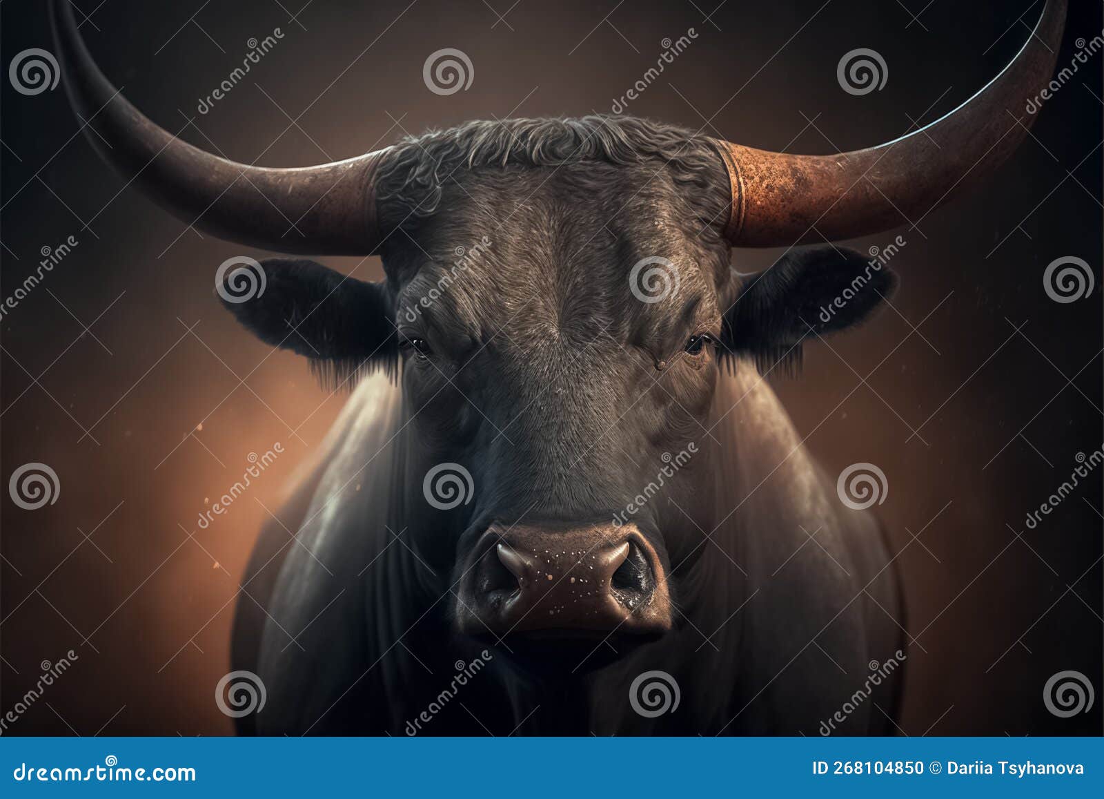 Angry Bull Portrait. Portrait of a Toro Bravo. Portrait of a Bull Stock ...