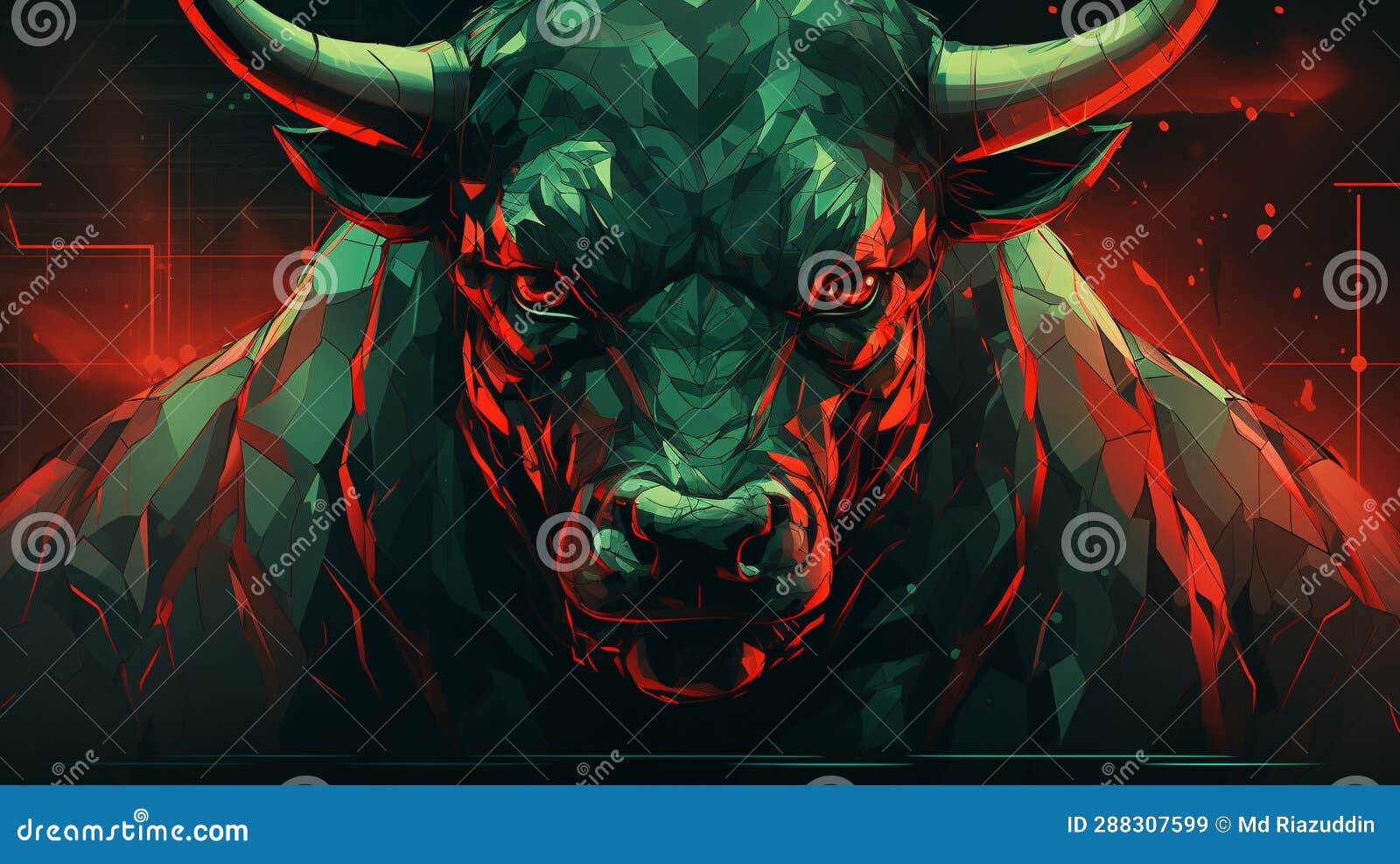 Angry Bull with Red Eye in Computer Stock Illustration - Illustration ...