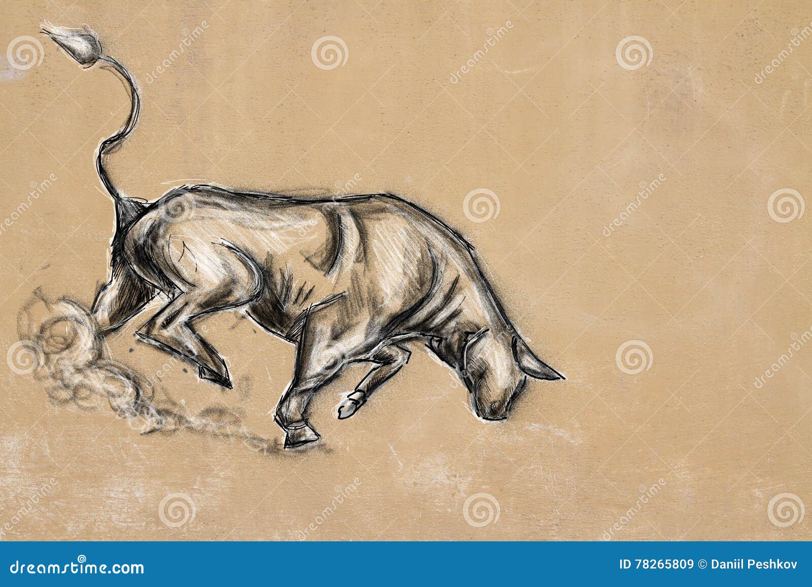 Angry bull sketch stock illustration. Illustration of light - 78265809