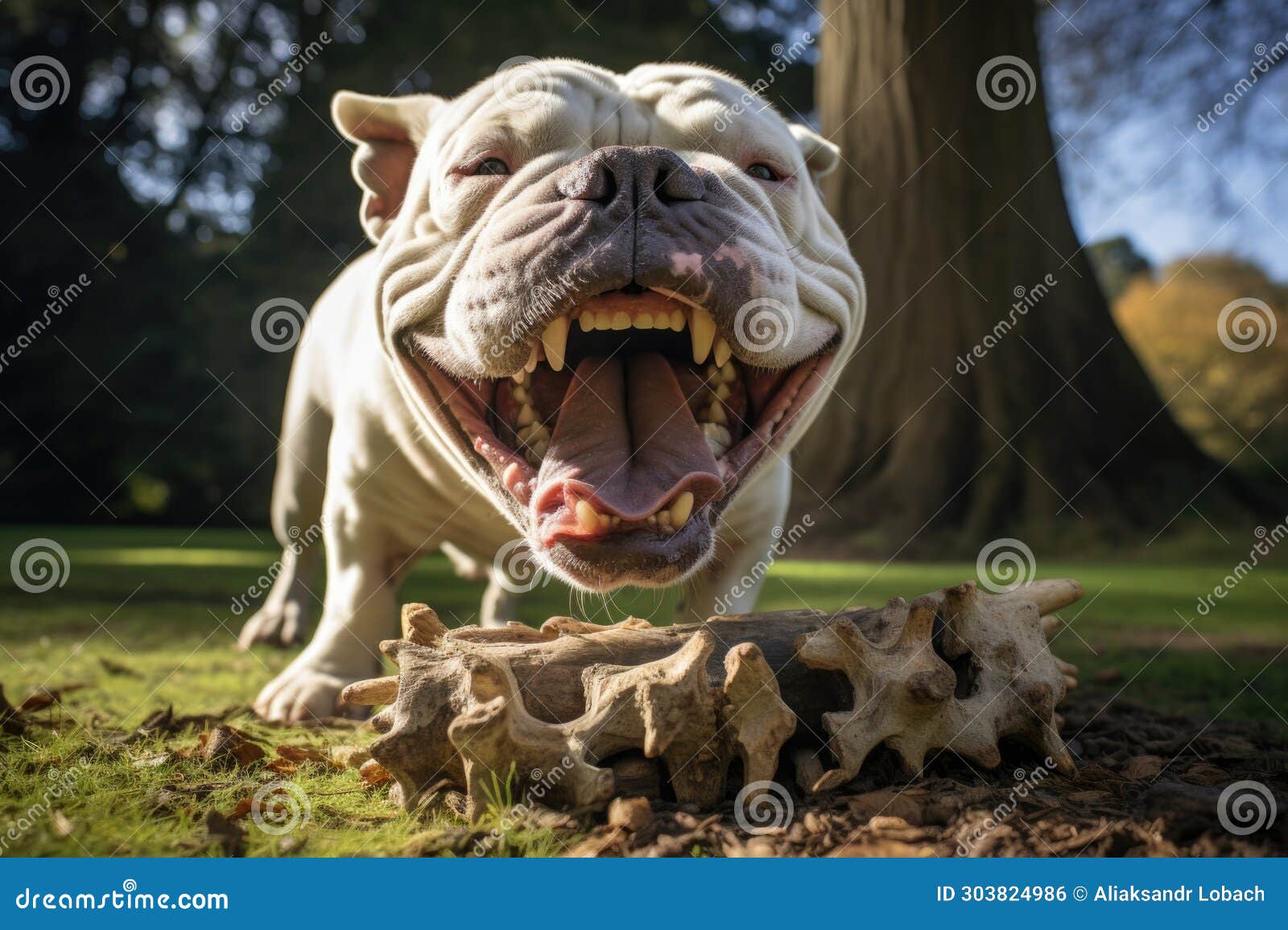 Angry Bulldog with Big Teeth on the Street Stock Illustration ...
