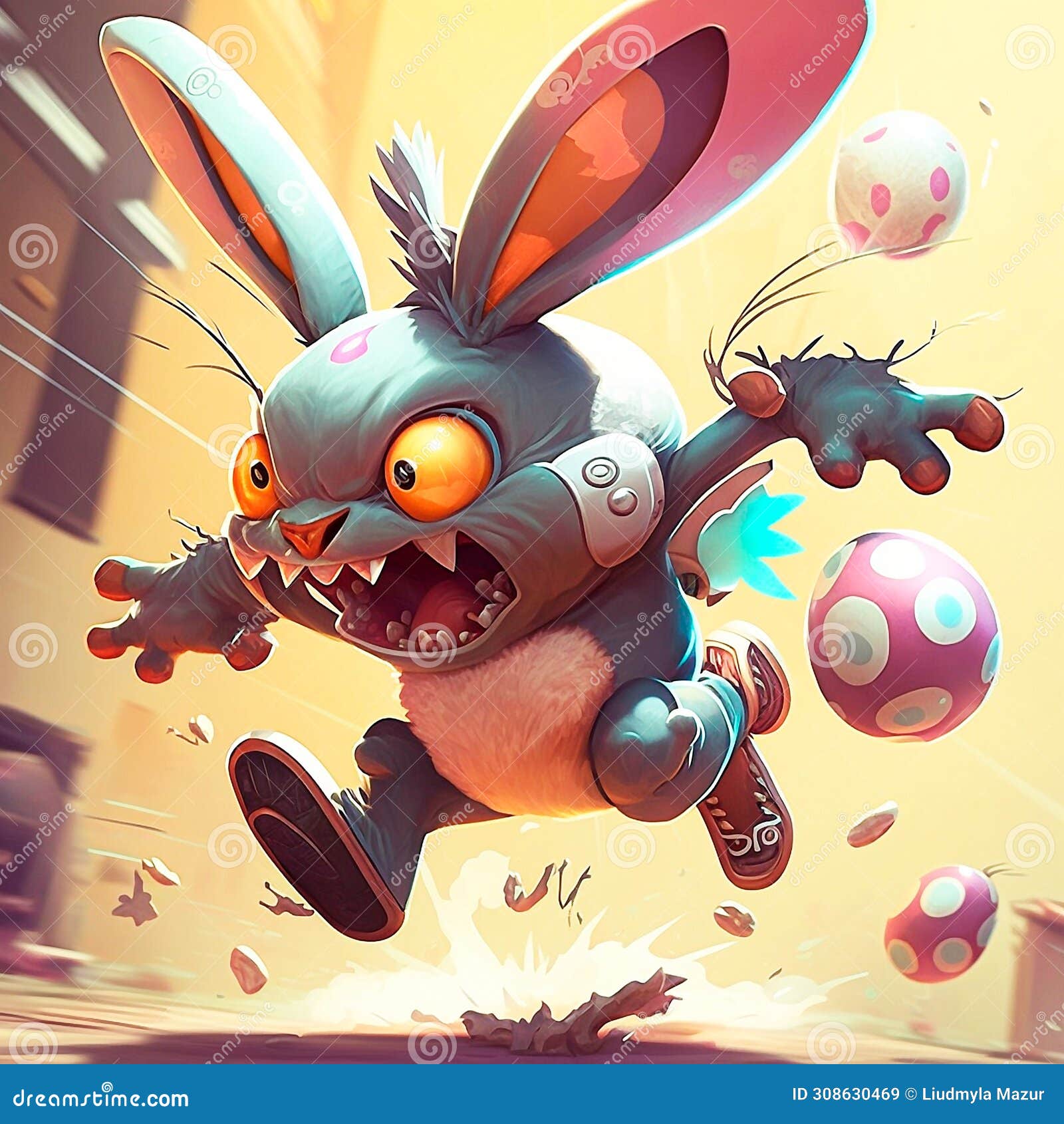 Angry Bunny Scatters Easter Eggs Stock Illustration - Illustration of ...