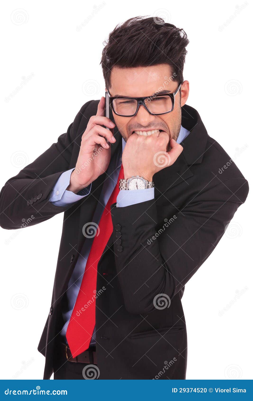 Angry Business Man Bites His Fist Stock Photo - Image of boss, angry ...