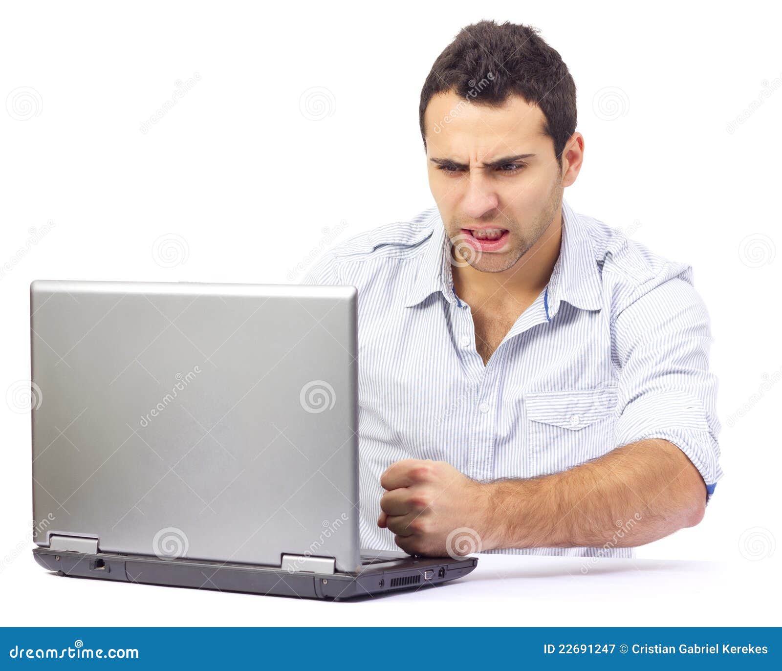 Angry Business Man at His Laptop Stock Image - Image of adult, person ...