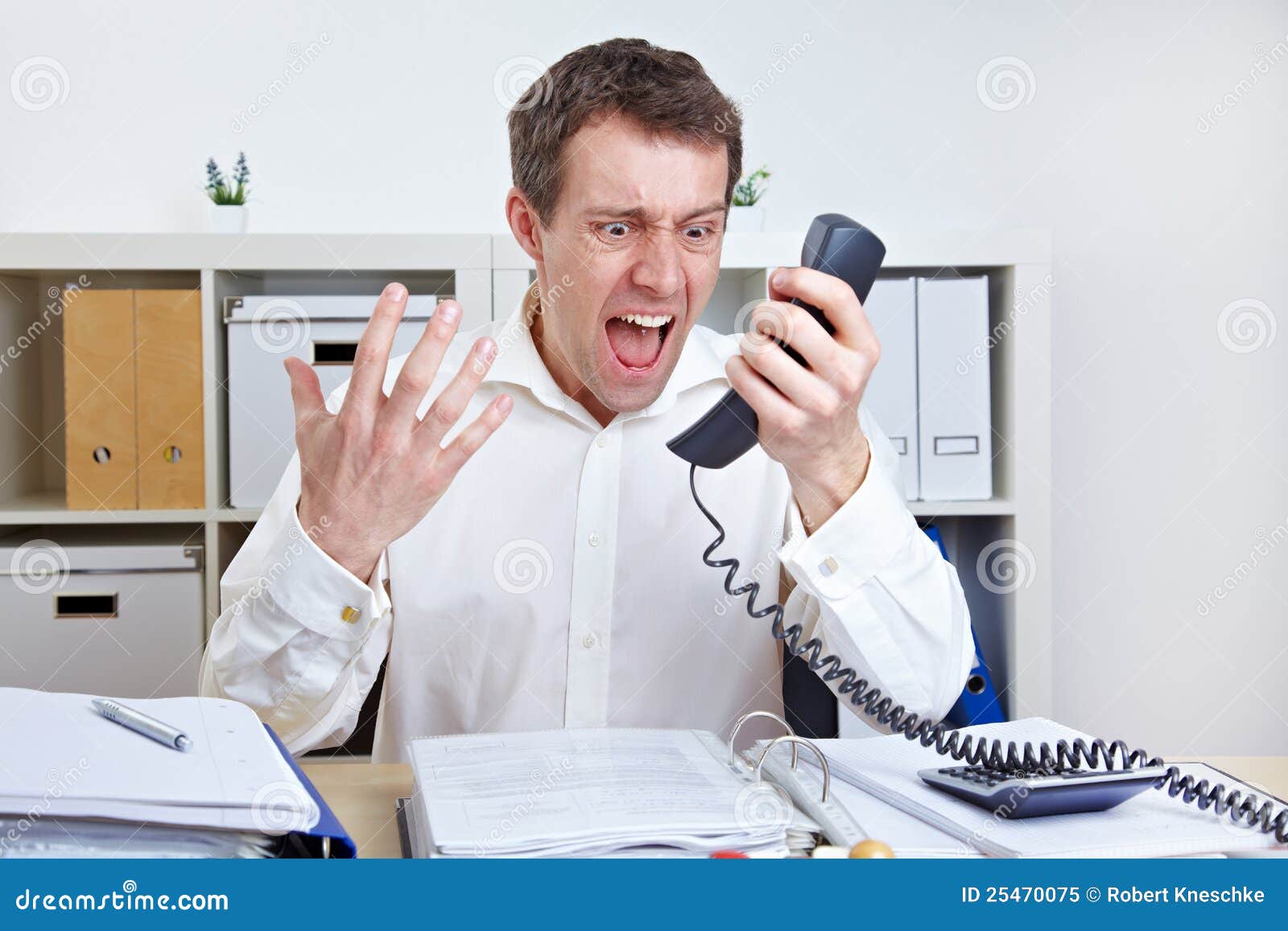 Angry Business Man Screaming at Stock Image - Image of curse, phone ...