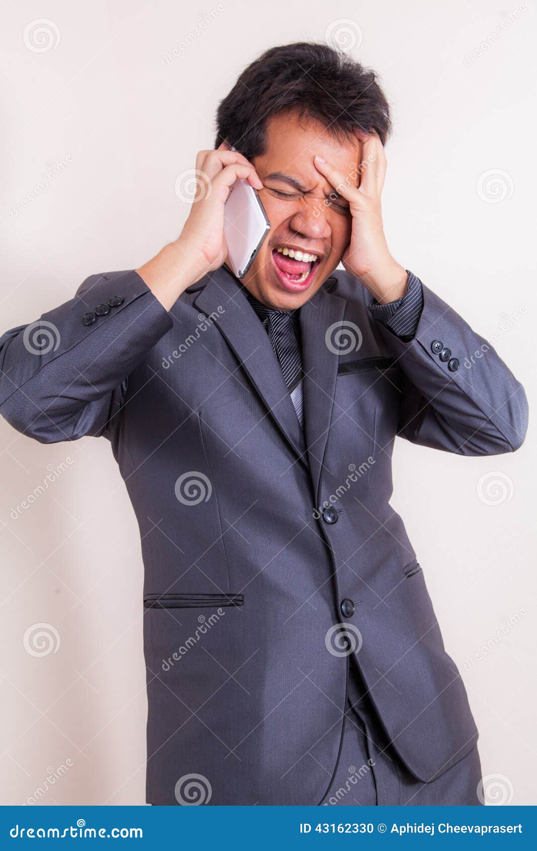 Angry Business Man Yelling at Mobile Phone Stock Photo - Image of boss ...