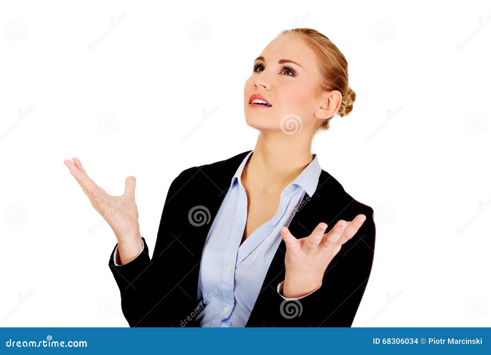 Angry Business Woman with Hands Up Stock Photo - Image of headache ...