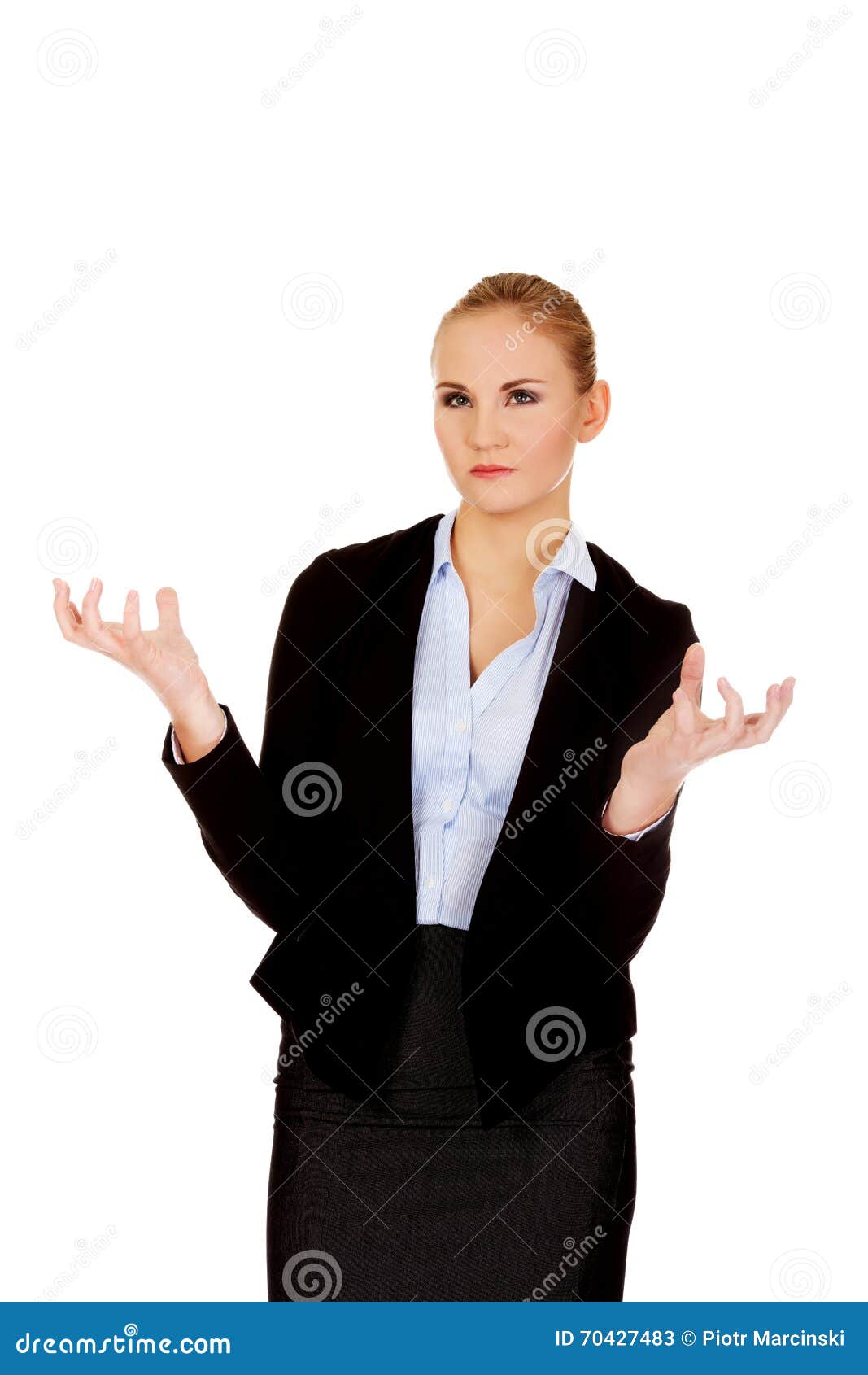 Angry Business Woman with Hands Up Stock Image - Image of deadline ...