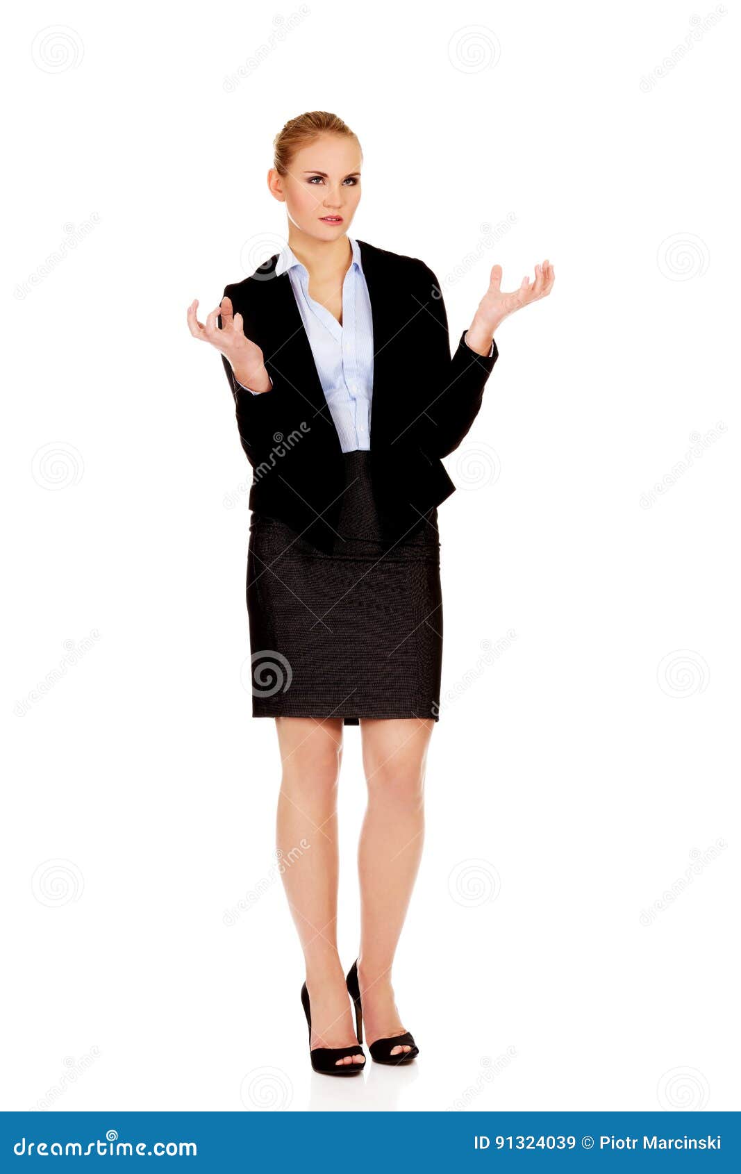 Angry Business Woman with Hands Up Stock Image - Image of headache ...