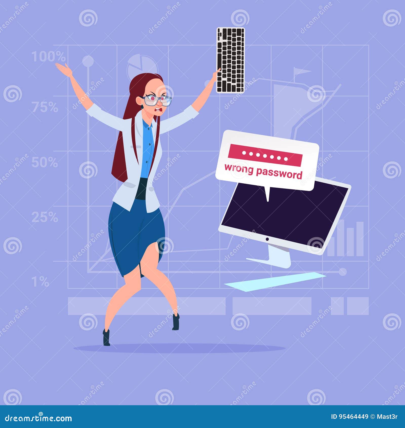 Angry Business Woman Inputting Wrong Password Using Computer Problem ...