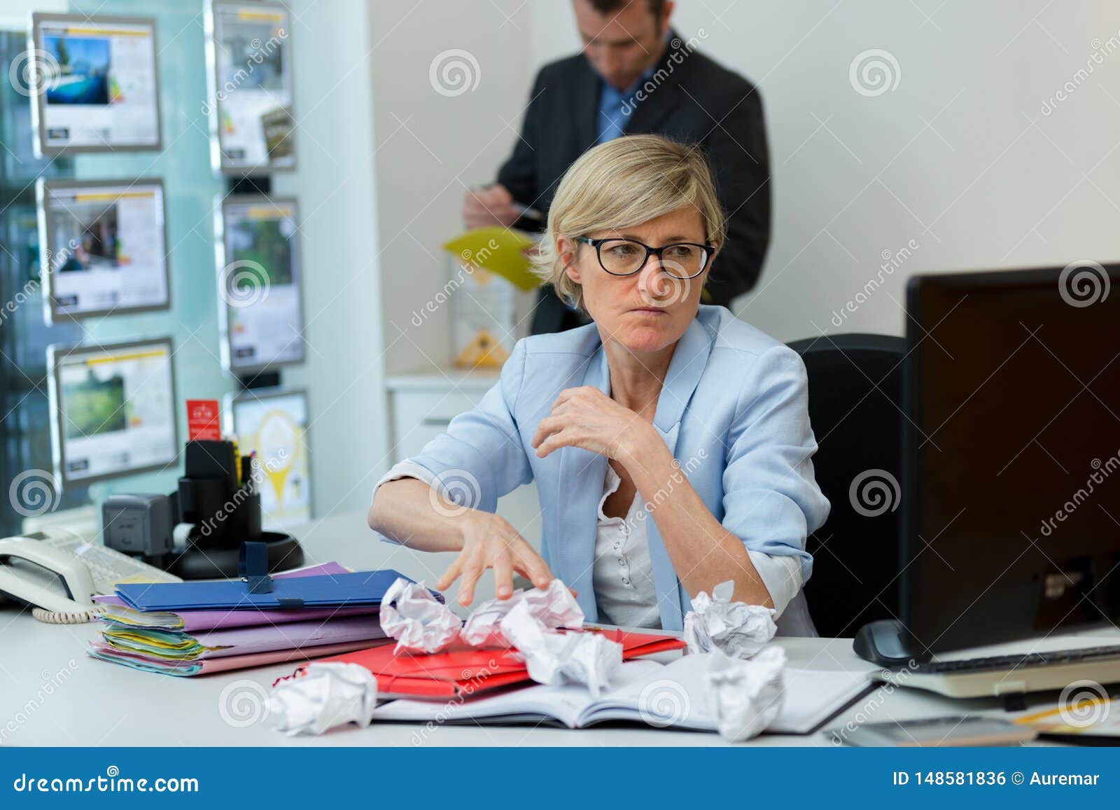 Angry Business Woman Solving Problem Stock Photo - Image of girl ...