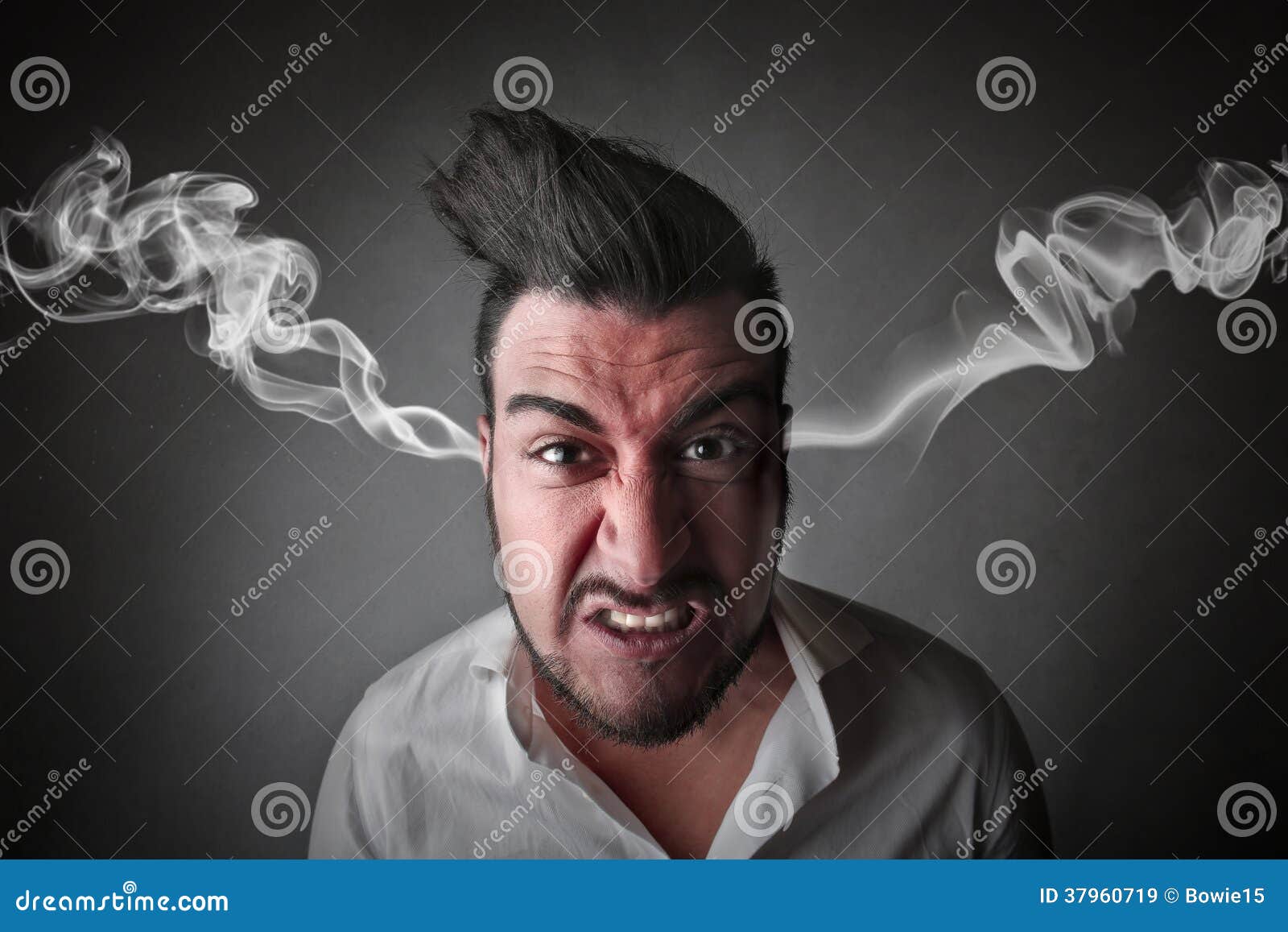 Angry Man With Smoke Coming Out From His Ears. Stock Photography ...
