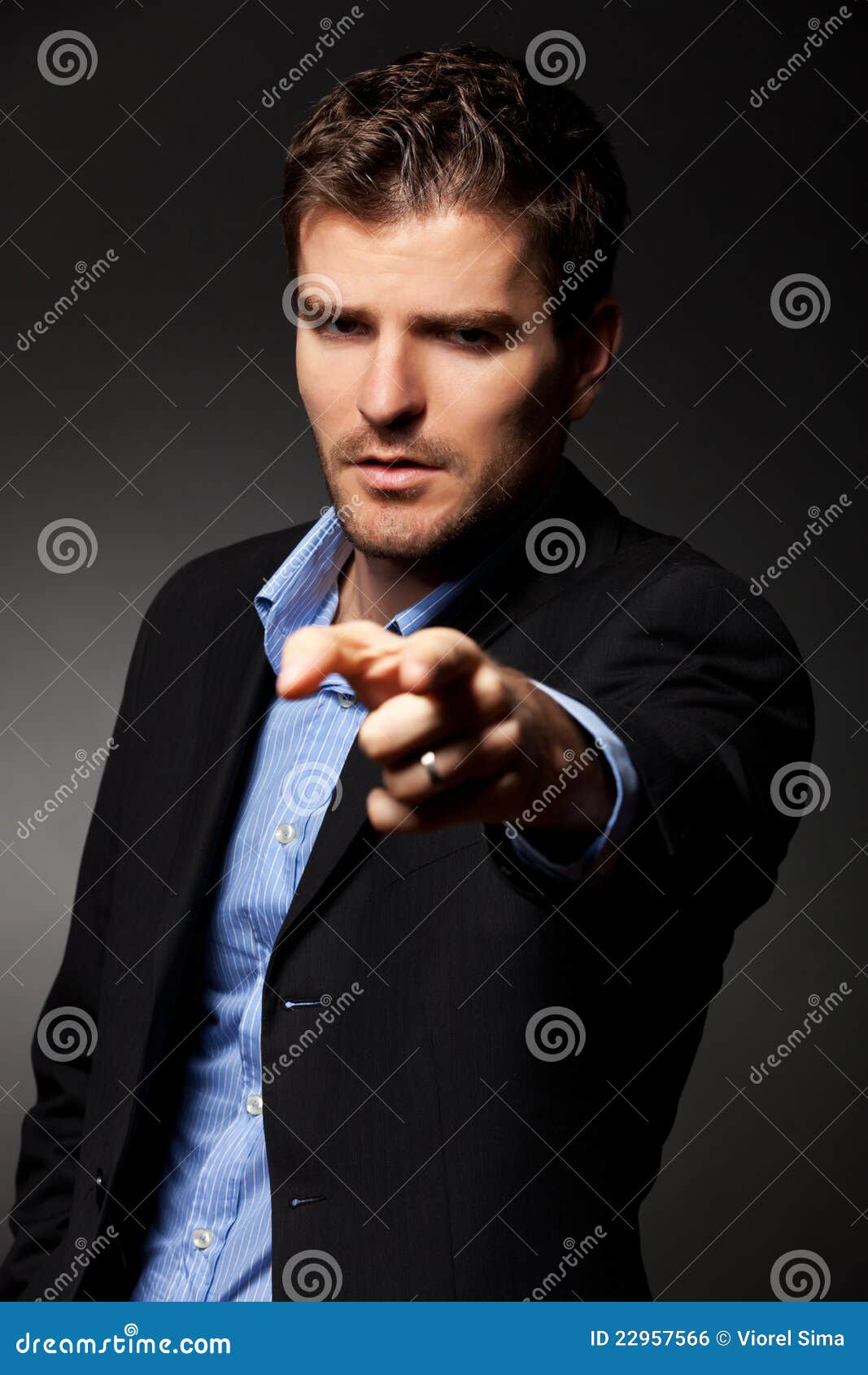 Angry businessman accusing stock photo. Image of show - 22957566