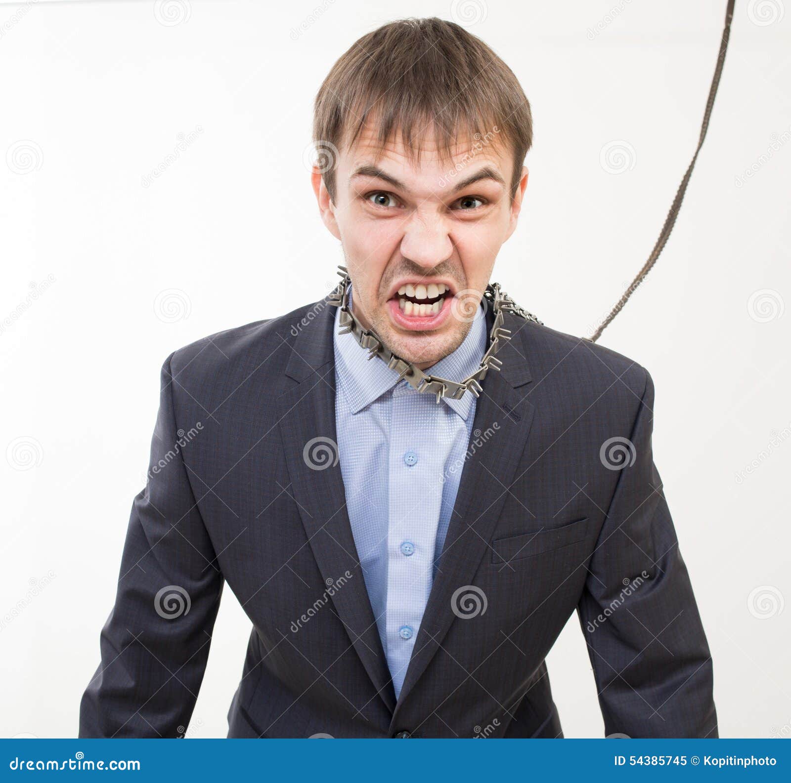 Angry Businessman on the Chain with a Collar Stock Image - Image of ...