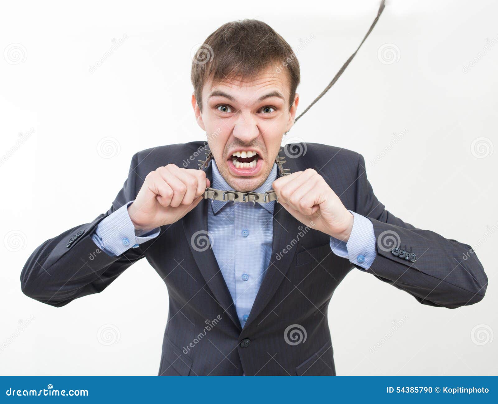 Angry Businessman on the Chain with a Collar Stock Photo - Image of ...