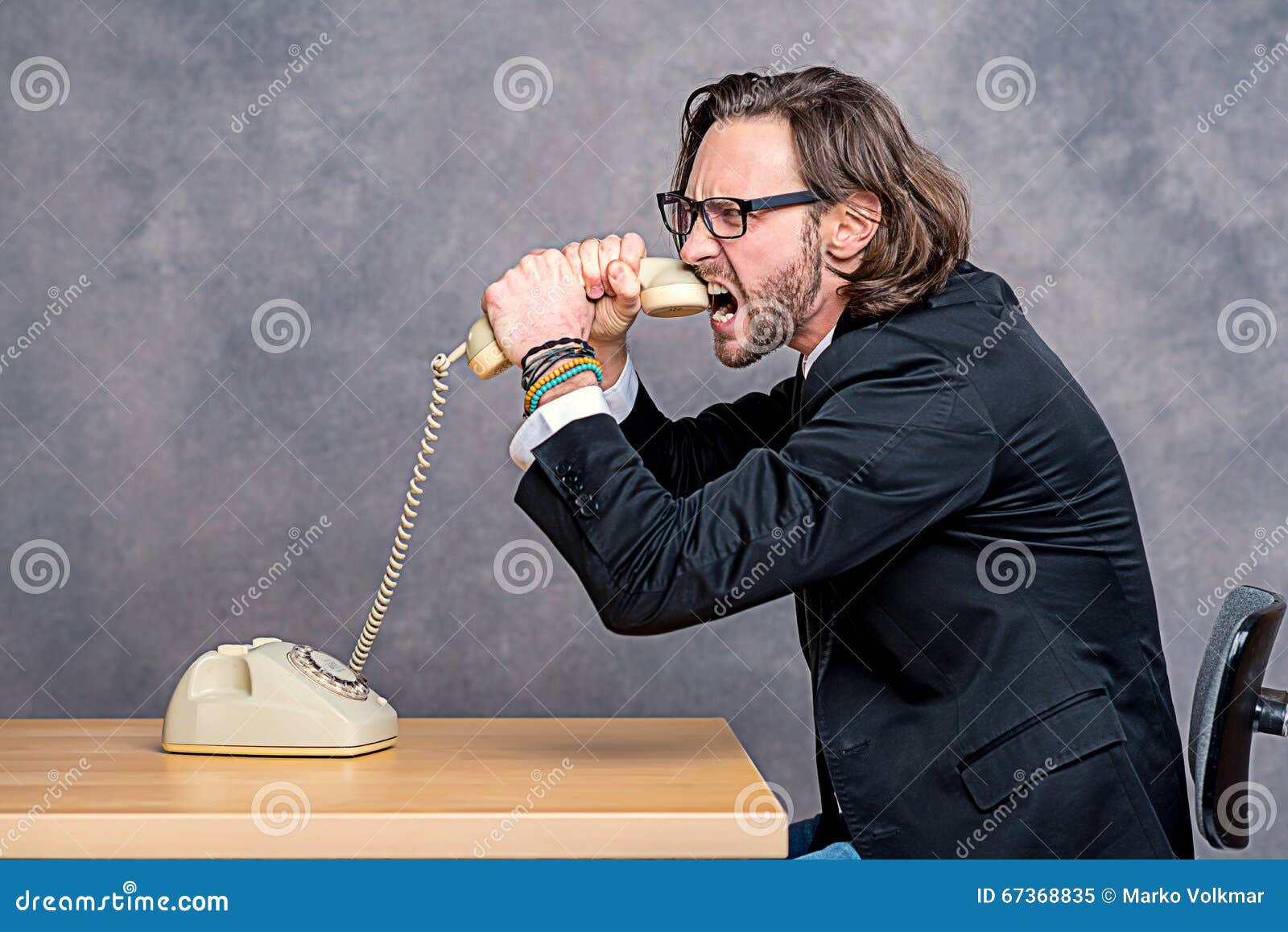 Angry Businessman is Choking His Phone Stock Image - Image of employee ...