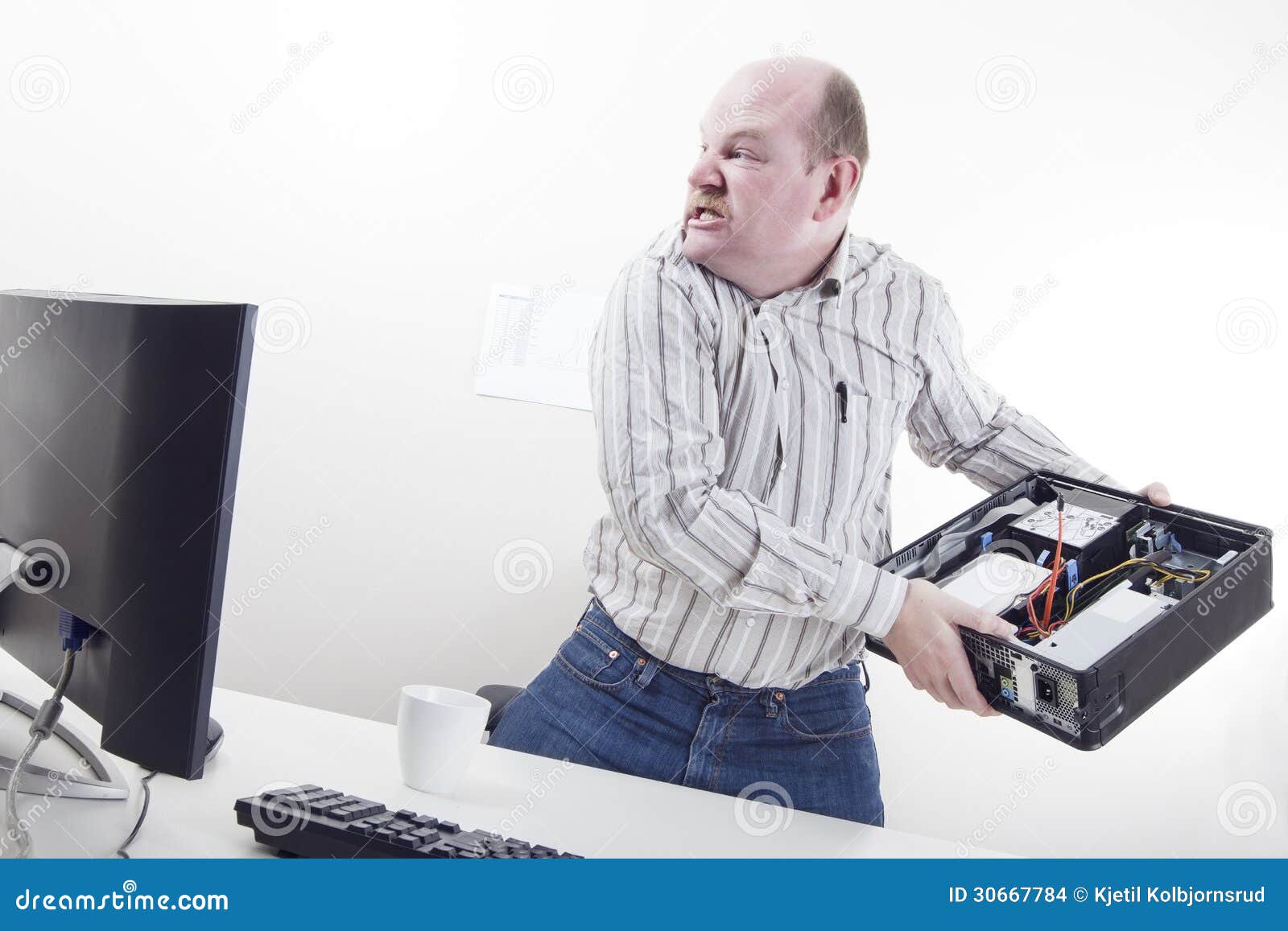 Angry Businessman with Computer Problems Stock Photo - Image of office ...