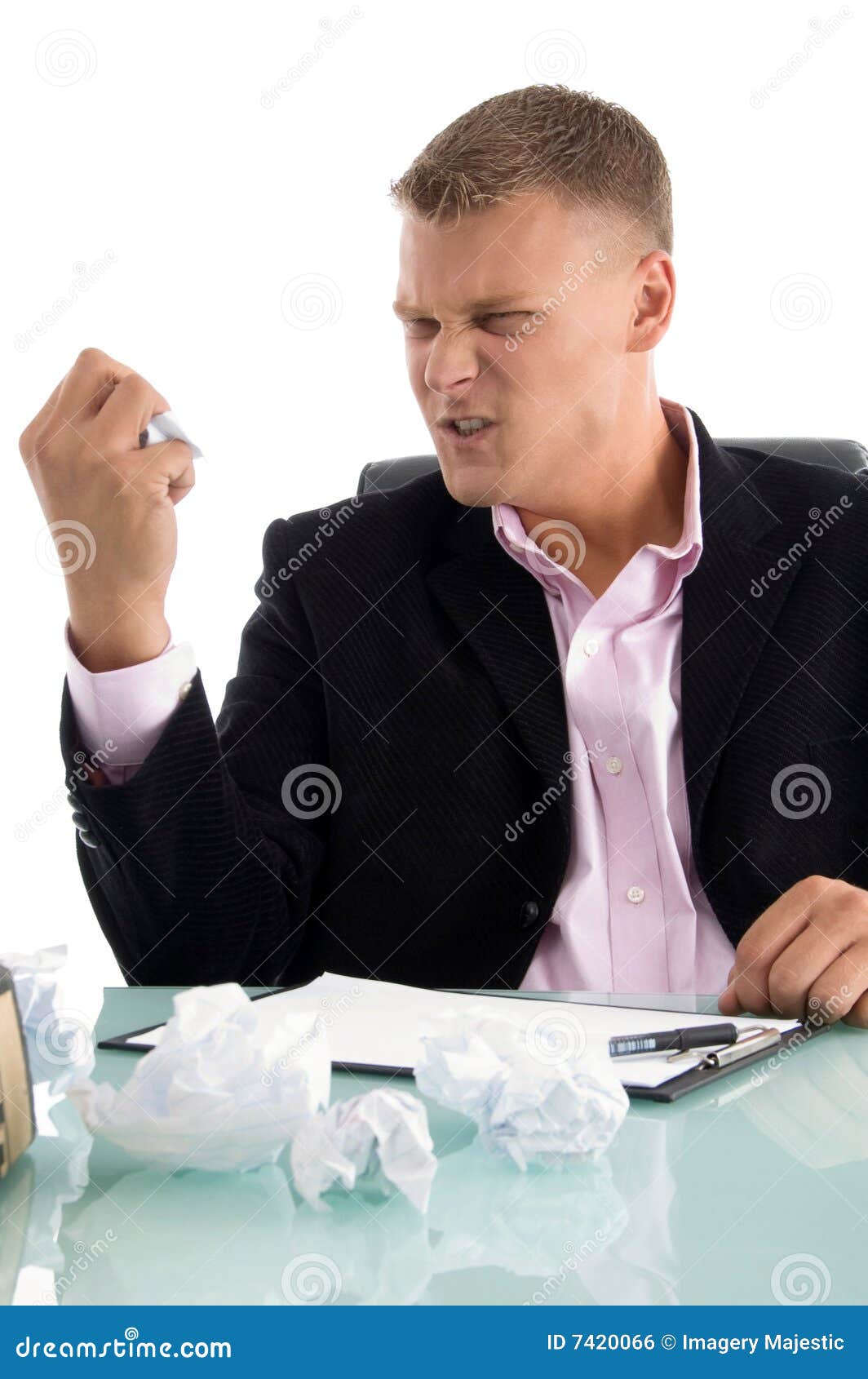 Angry Businessman Crushing the Paper Stock Photo - Image of papers ...