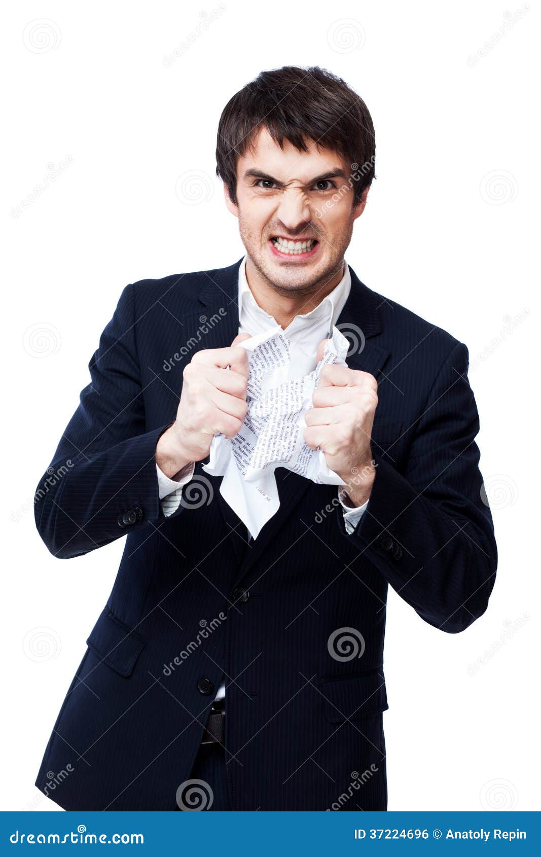 Angry Businessman with Document Stock Photo - Image of isolated ...