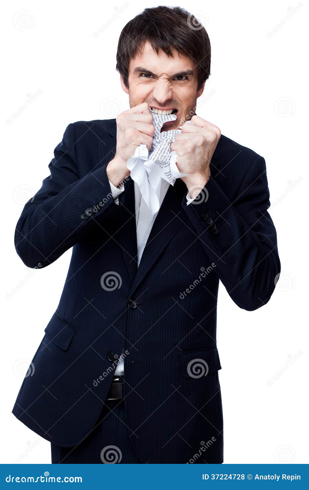 Angry Businessman with Document Stock Photo - Image of casual, approved ...