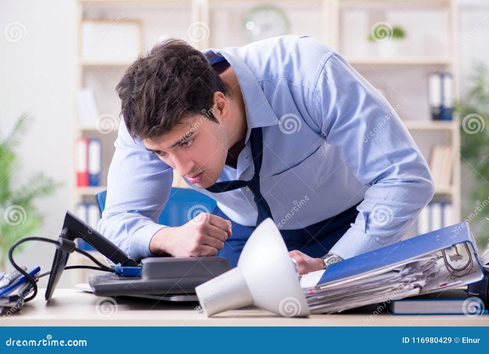 The Angry Businessman Frustrated with Too Much Work Stock Image - Image ...