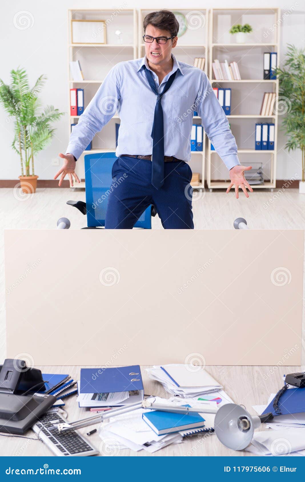 The Angry Businessman Frustrated with Too Much Work Stock Photo - Image ...