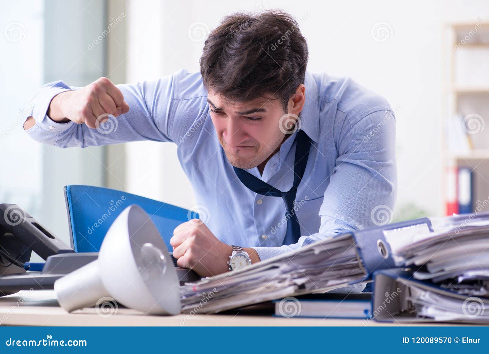 The Angry Businessman Frustrated with Too Much Work Stock Photo - Image ...