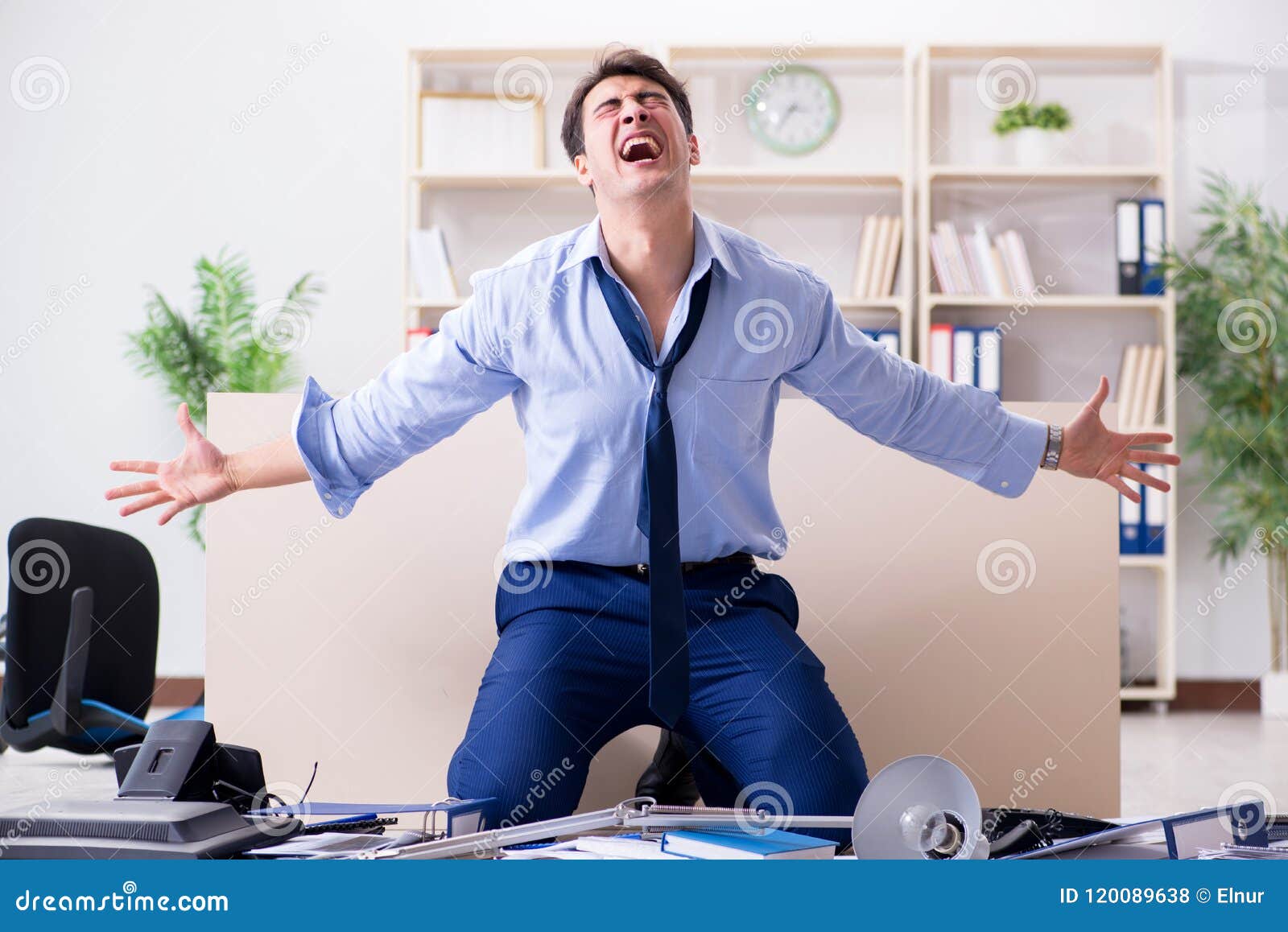 The Angry Businessman Frustrated with Too Much Work Stock Photo - Image ...