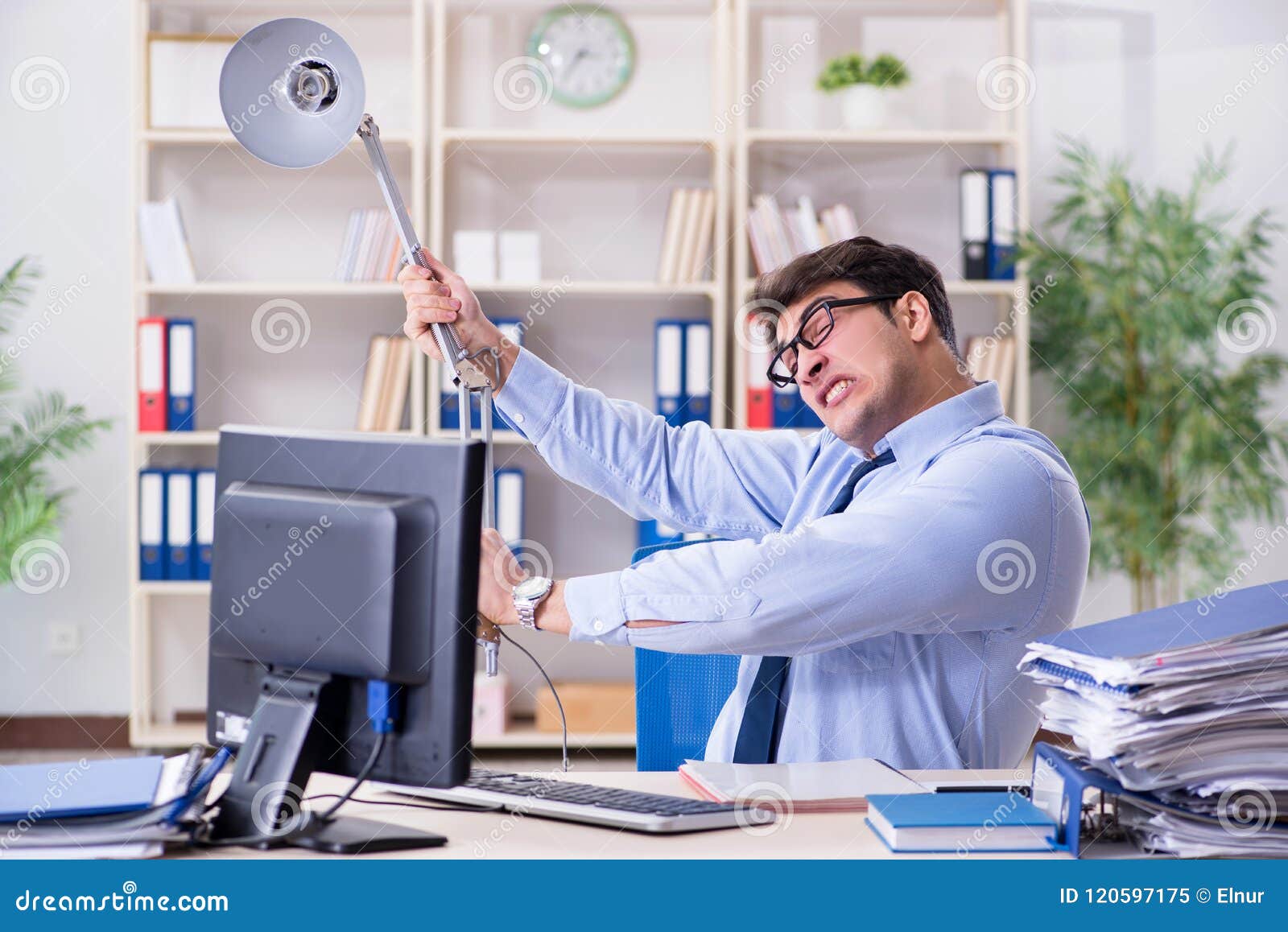 The Angry Businessman Frustrated with Too Much Work Stock Image - Image ...