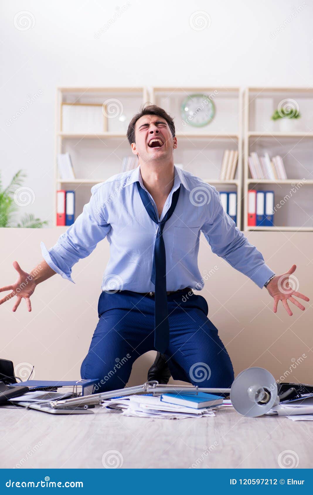The Angry Businessman Frustrated with Too Much Work Stock Photo - Image ...