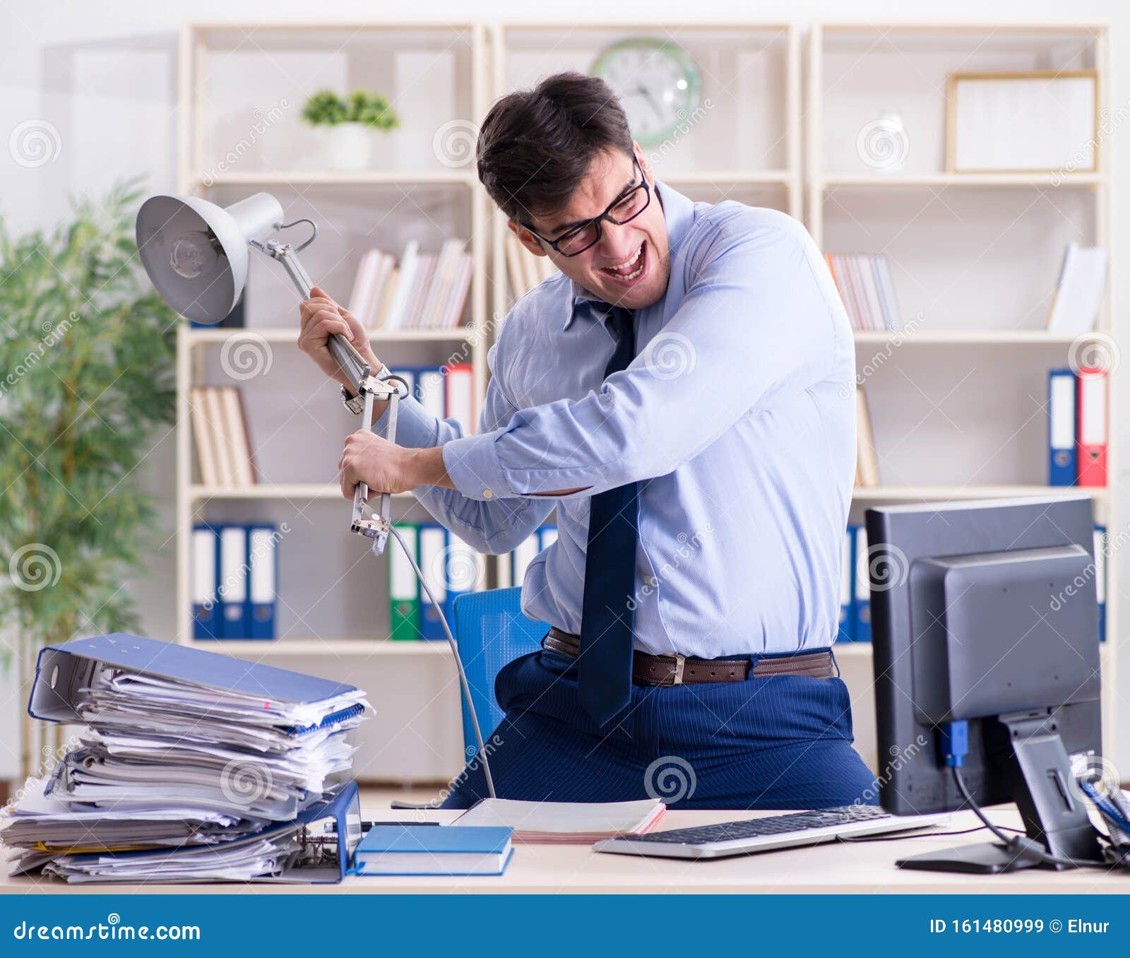 Angry Businessman Frustrated with Too Much Work Stock Image - Image of ...
