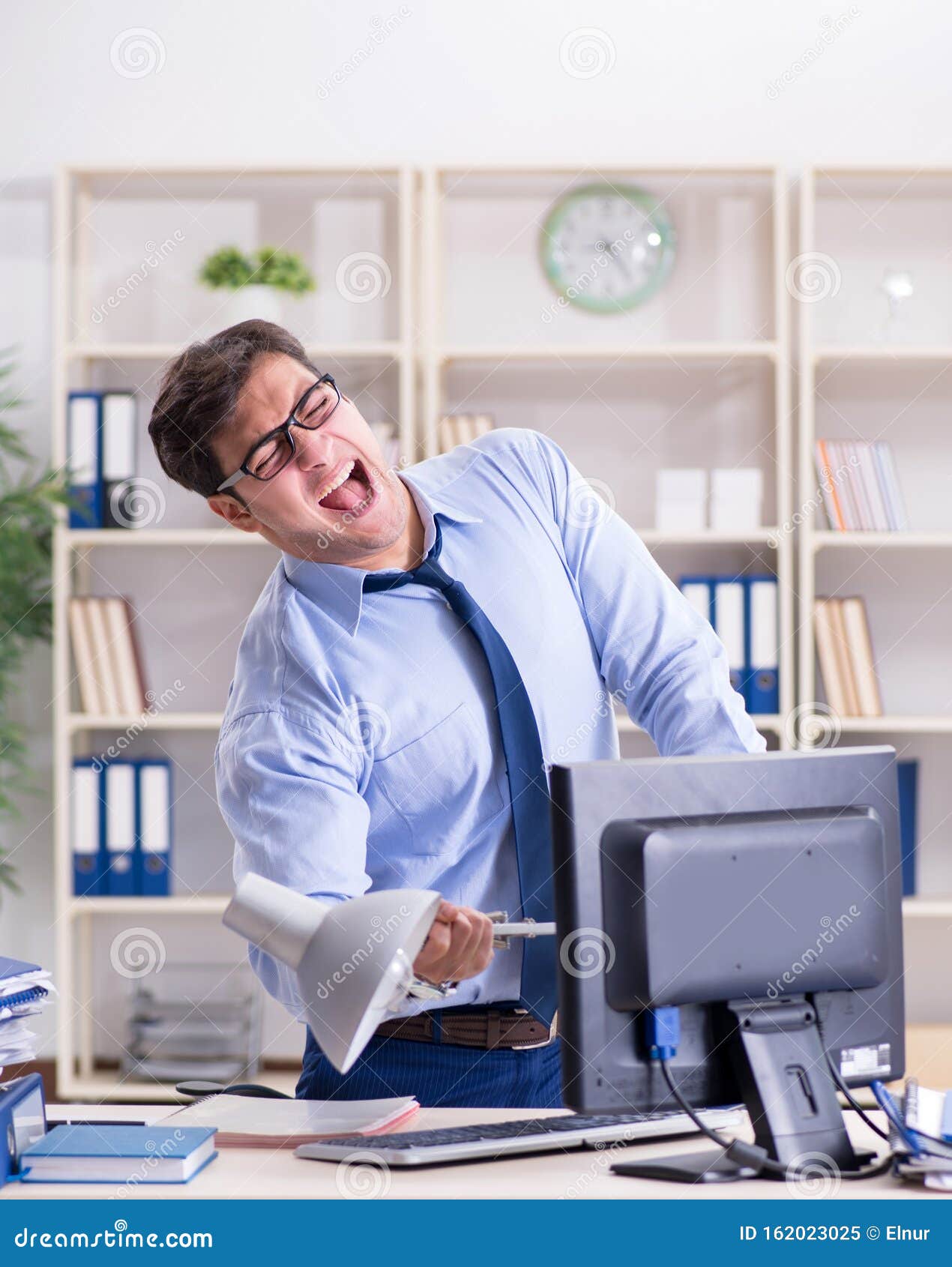 Angry Businessman Frustrated with Too Much Work Stock Image - Image of ...