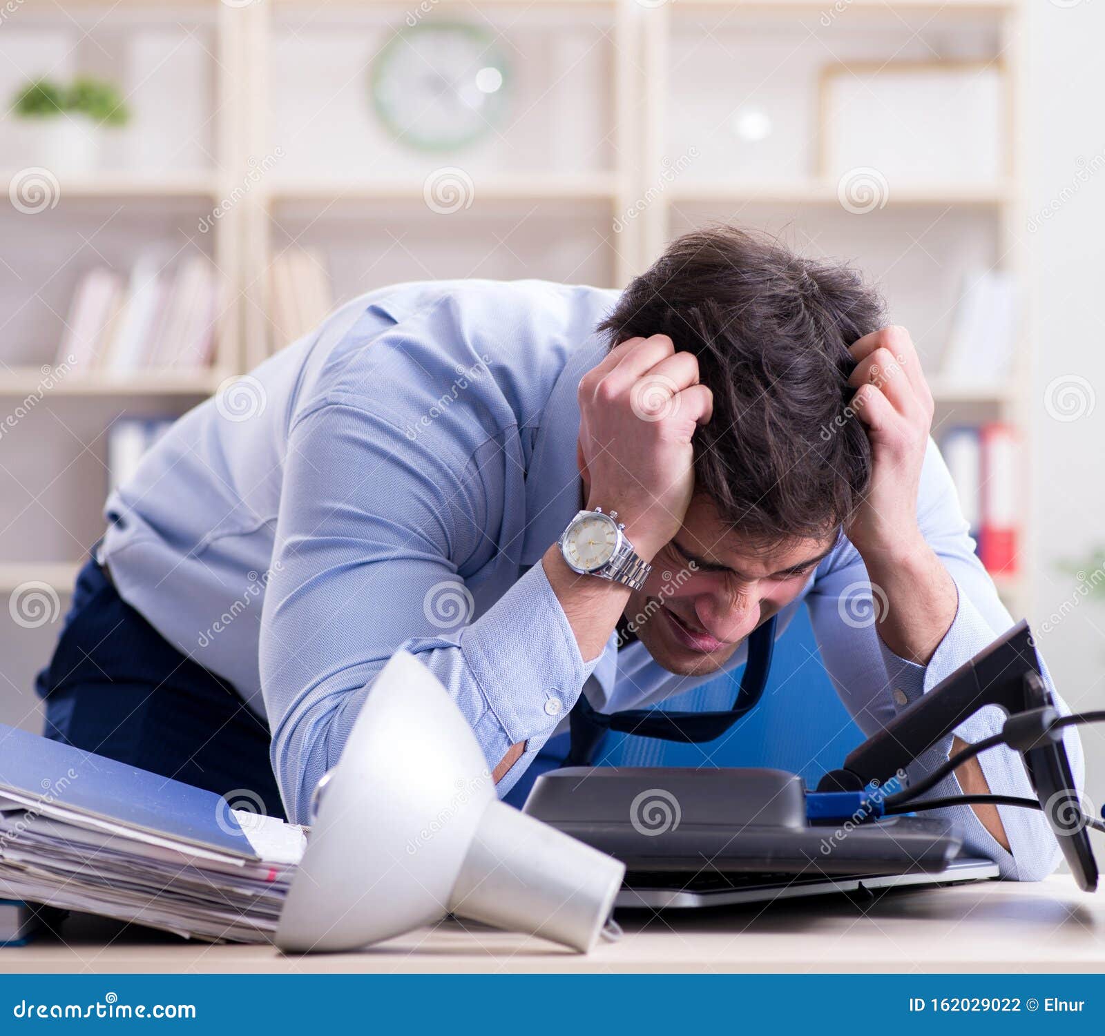 Angry Businessman Frustrated with Too Much Work Stock Photo - Image of ...
