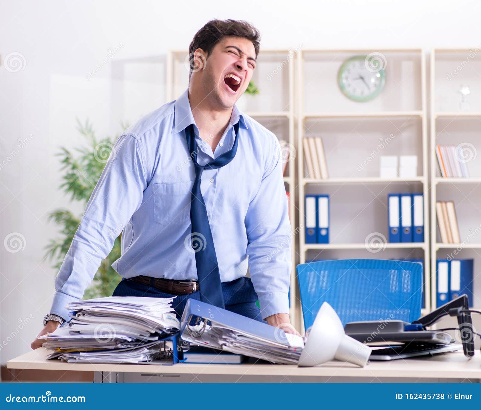 Angry Businessman Frustrated with Too Much Work Stock Photo - Image of ...