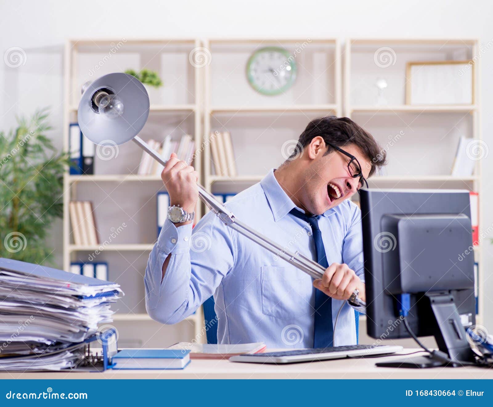 Angry Businessman Frustrated with Too Much Work Stock Photo - Image of ...